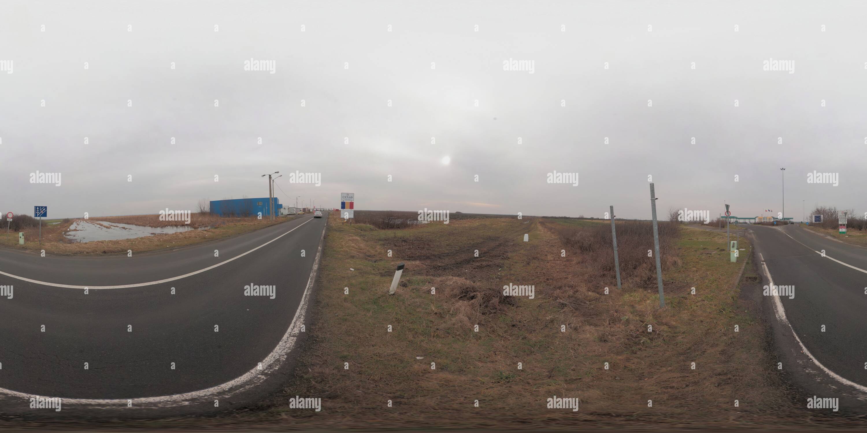 360° view of 11 01 2011 Romania - Hungary Border line - Alamy