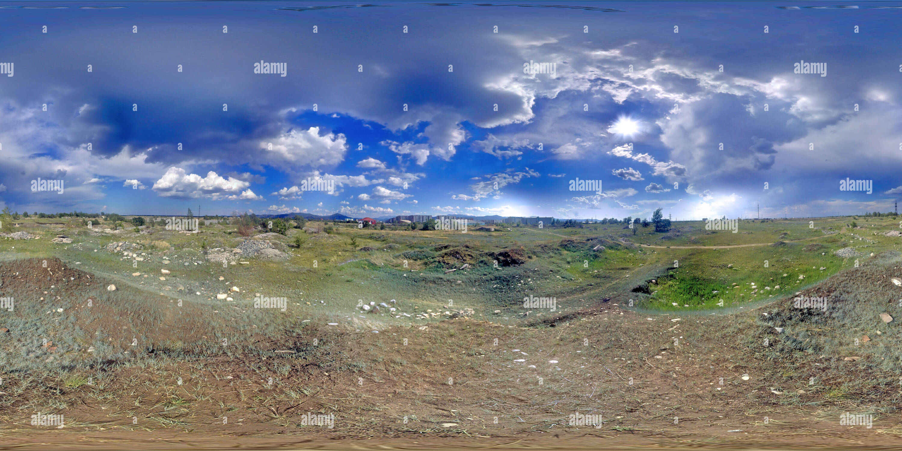 360° view of Sayanogorsk at the foot of the Sayan Mountains - Alamy