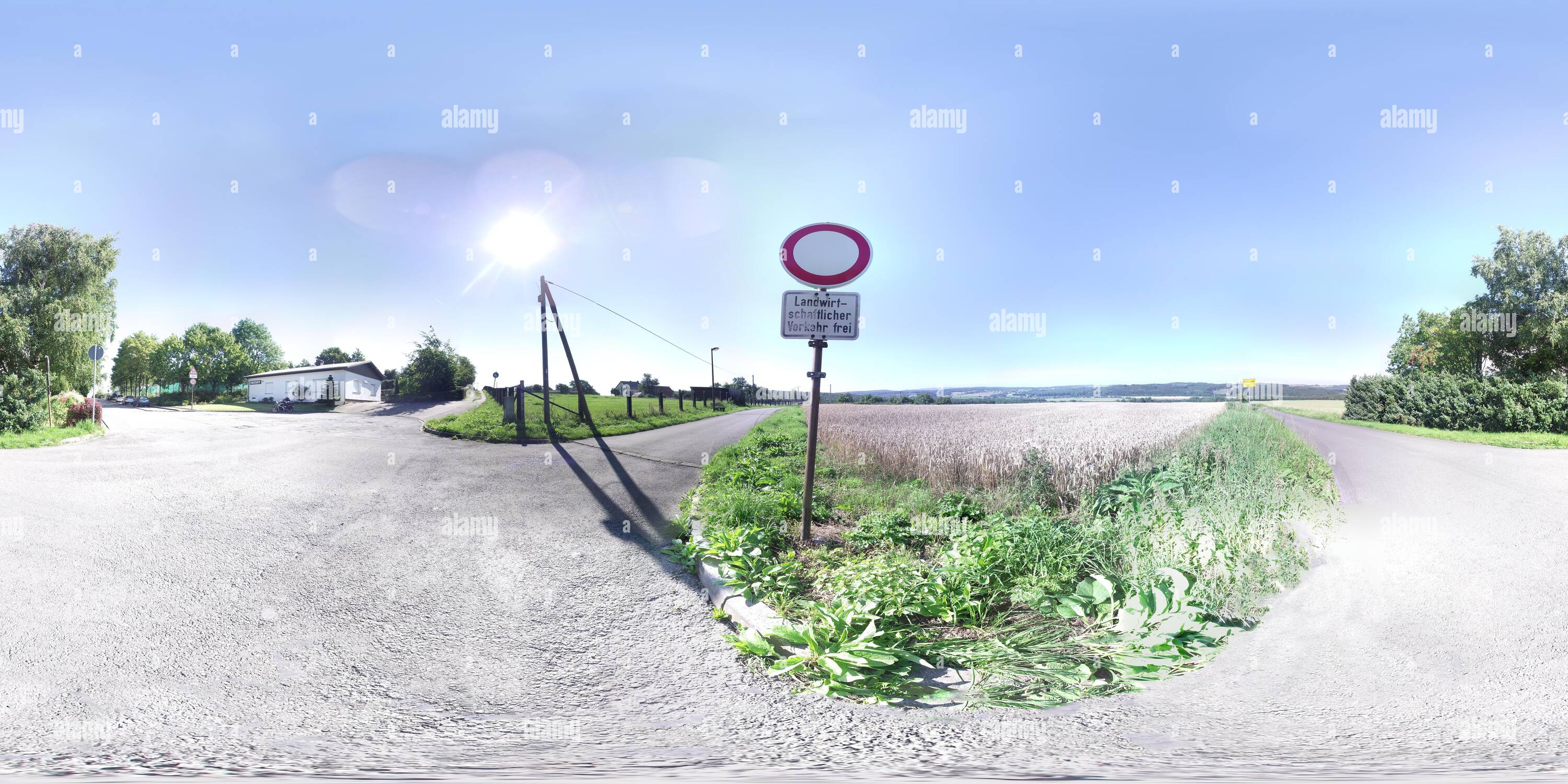 360° view of a crossroad at the village luettringen - Alamy