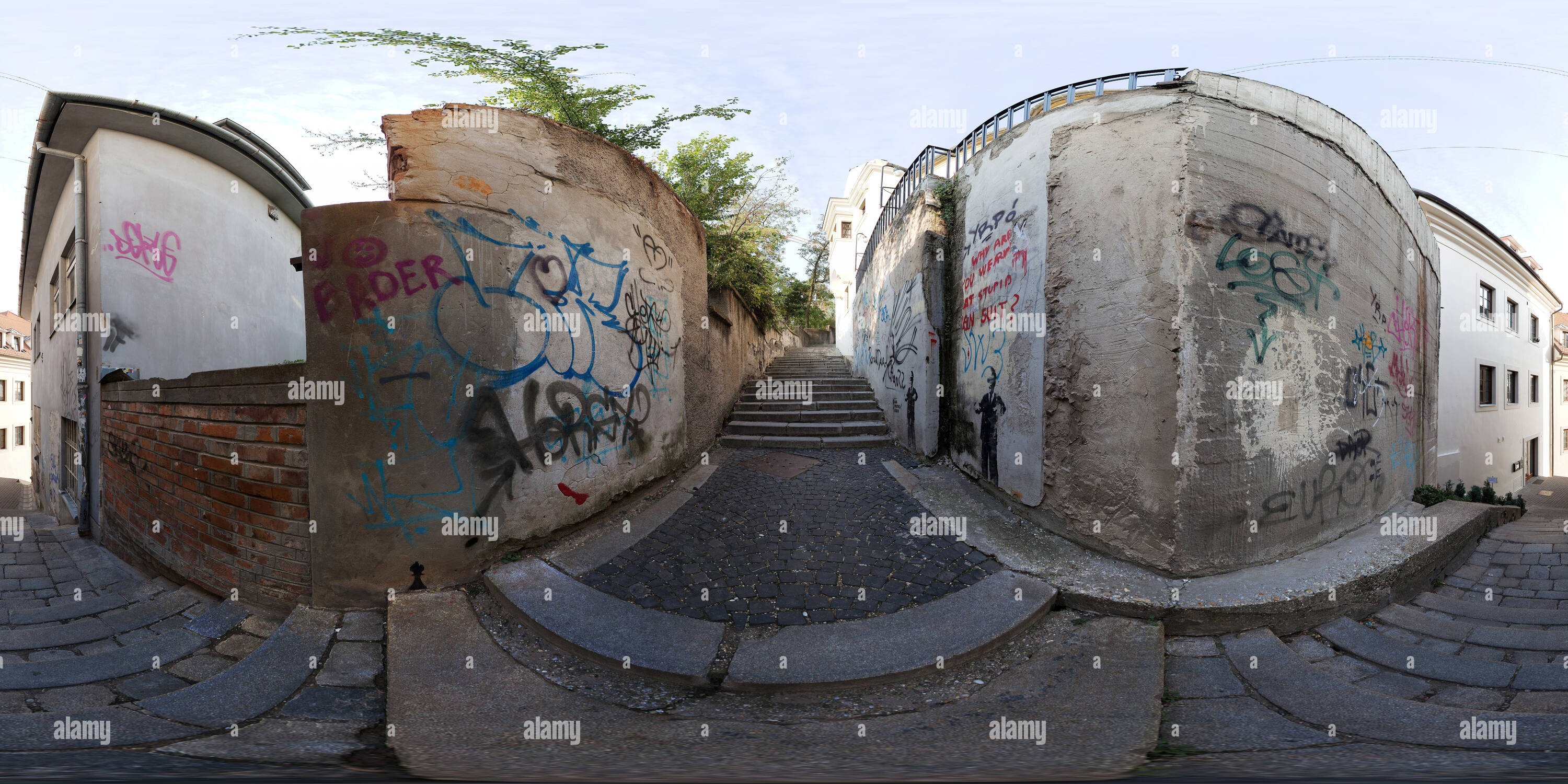 360° view of Bratislava castle old town stairs - Alamy