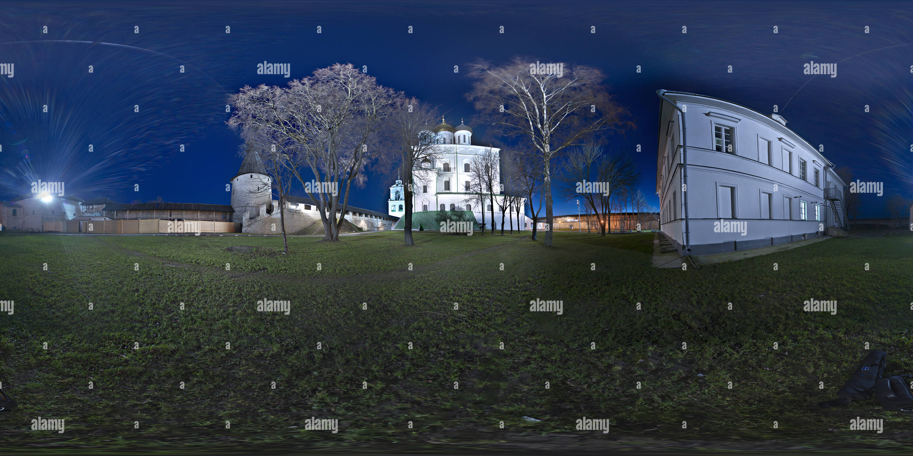 360° view of Pskov. Krom and Trinity cathedral at night - Alamy