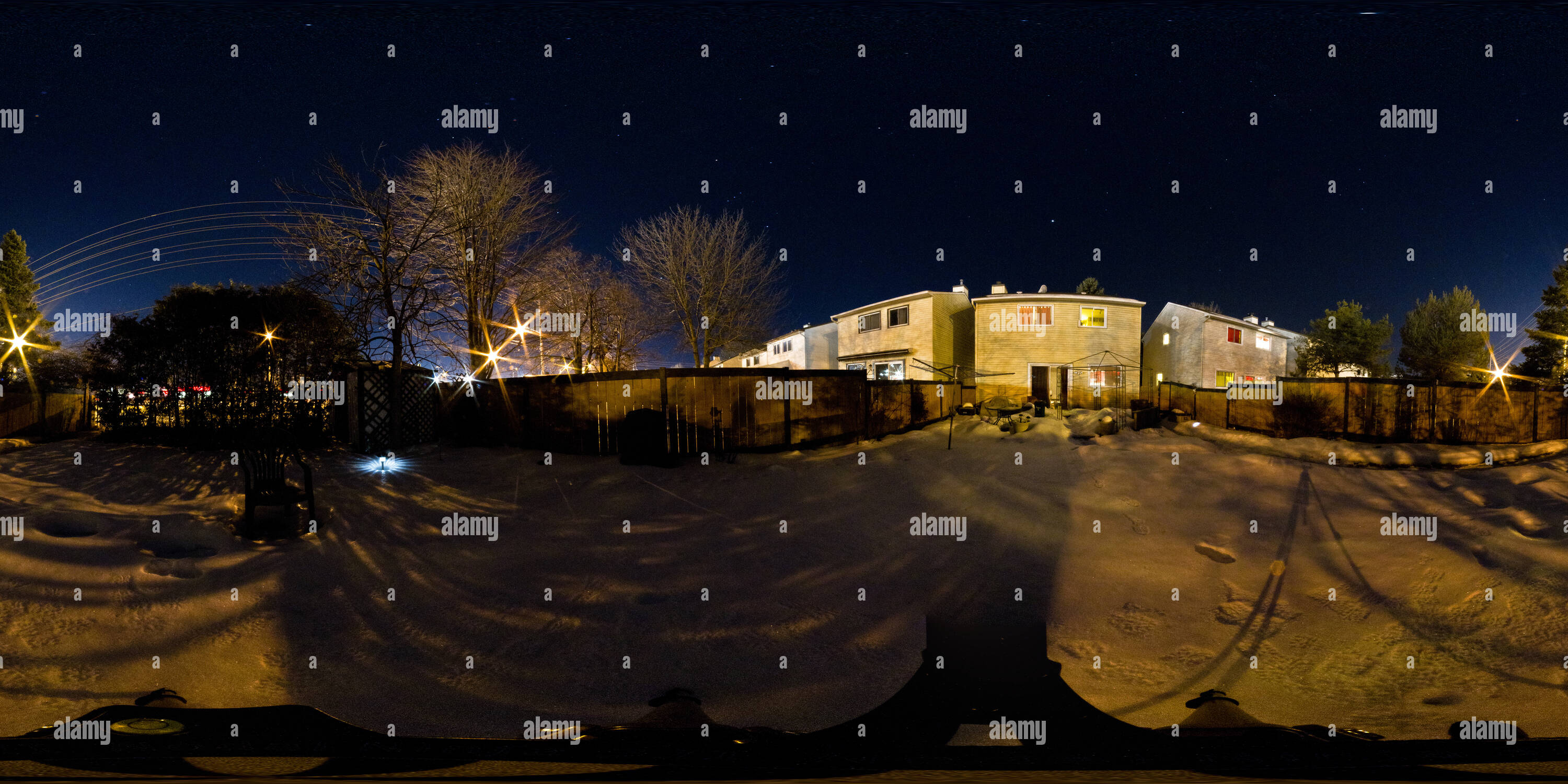 360° view of Winter Night Backyard - Alamy