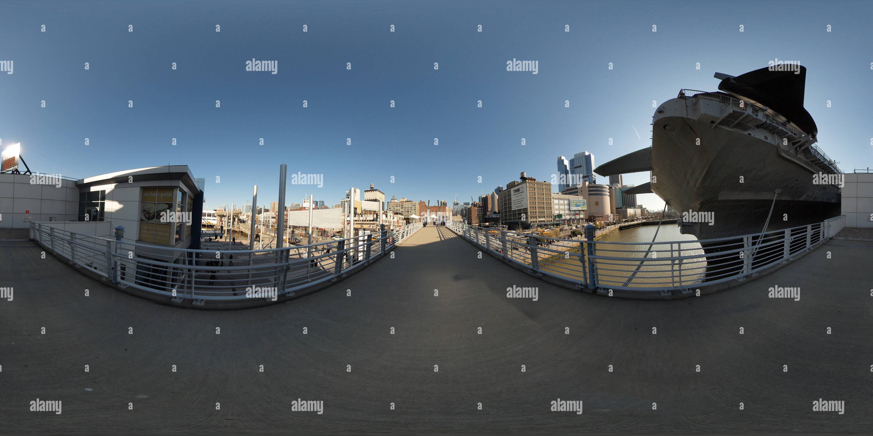 360° view of New York, Intrepid Sea Air Space museum, bow of carrier ...