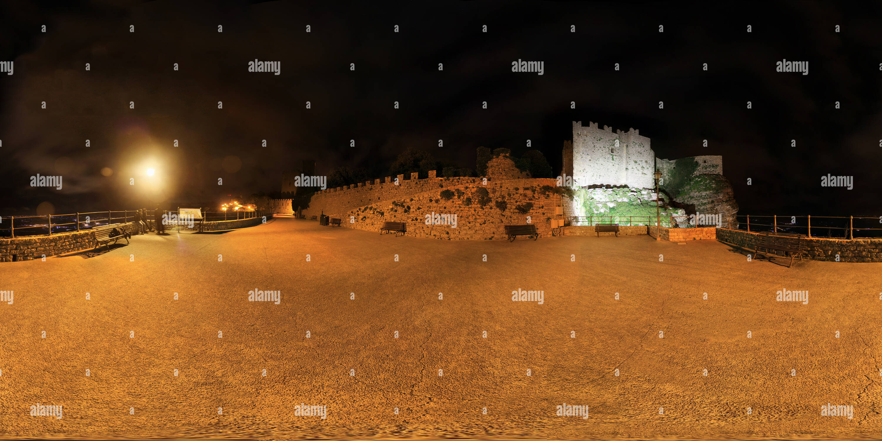 360° view of Erice, Castle of Venus by night - Alamy