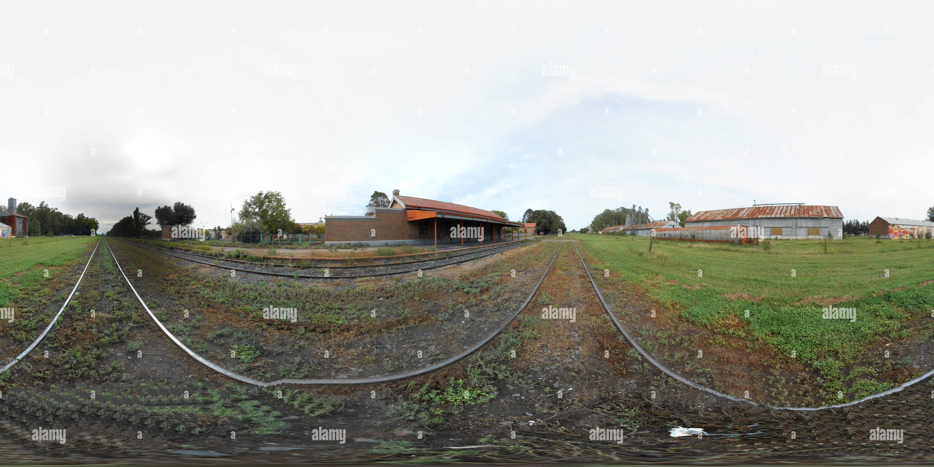 360° view of Train station in ruins - Alamy