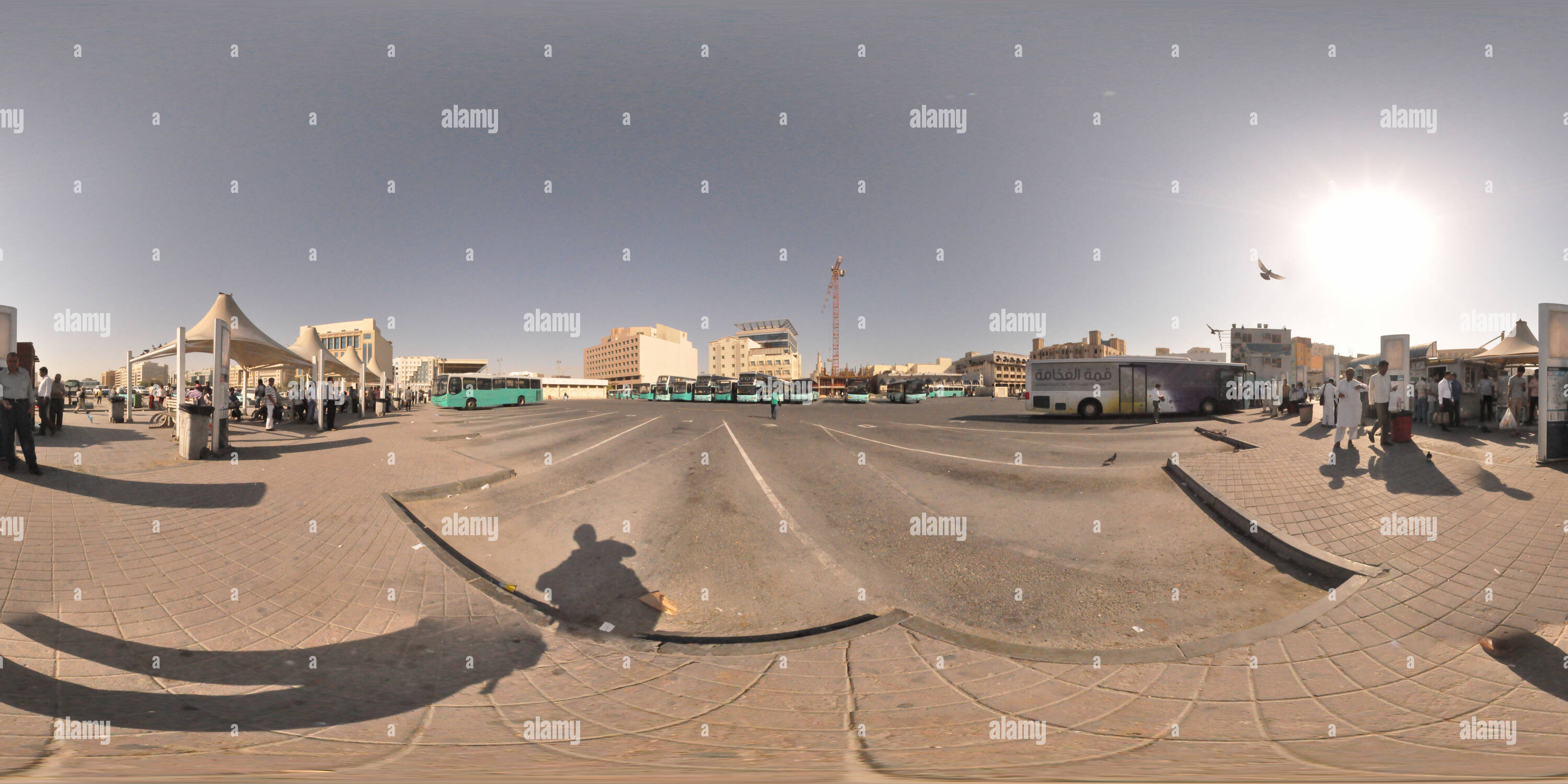 360° view of Doha Main Bus Station waiting shed - Alamy