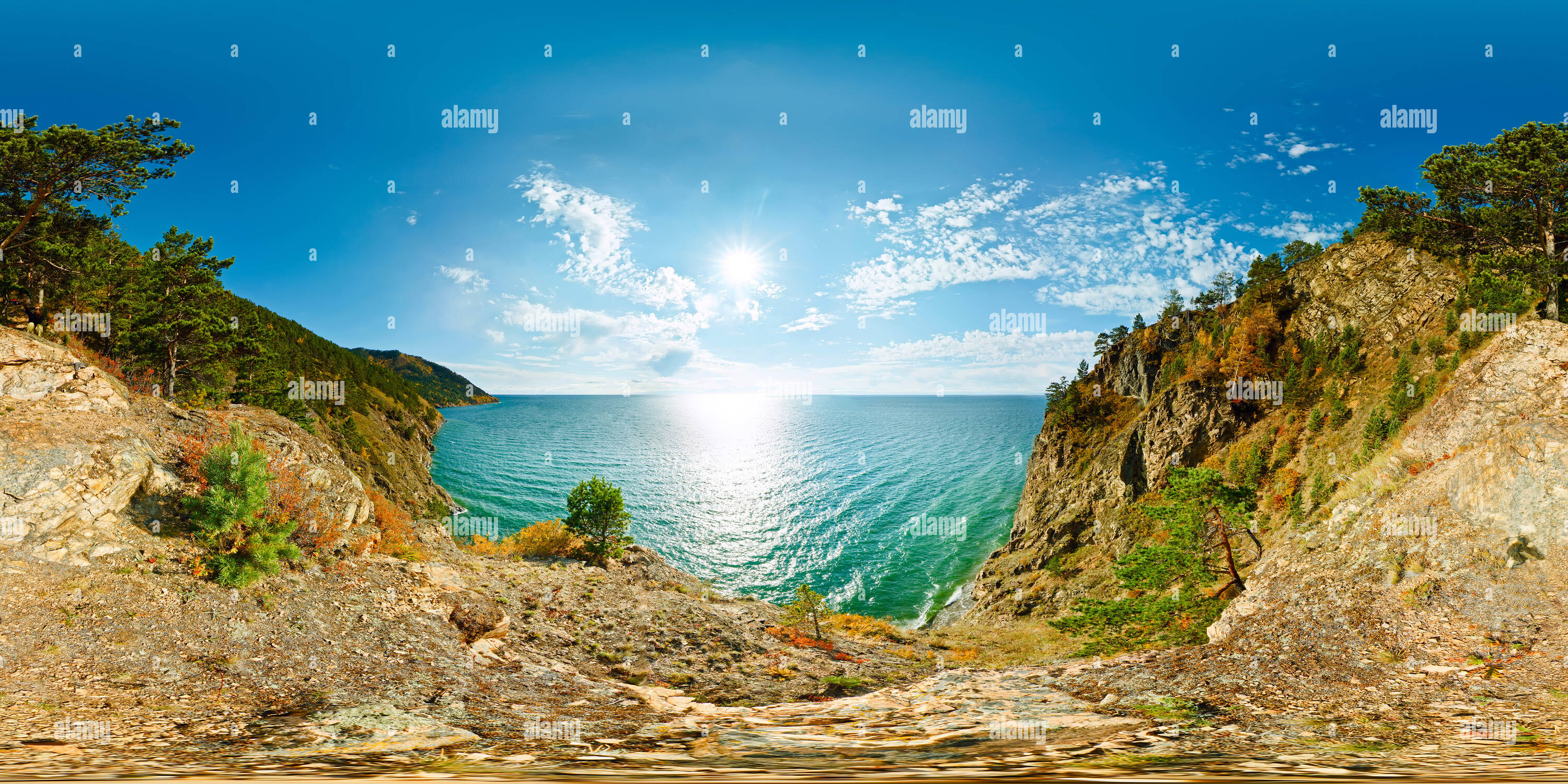 360° view of cliff above the water Baikal Sea - Alamy