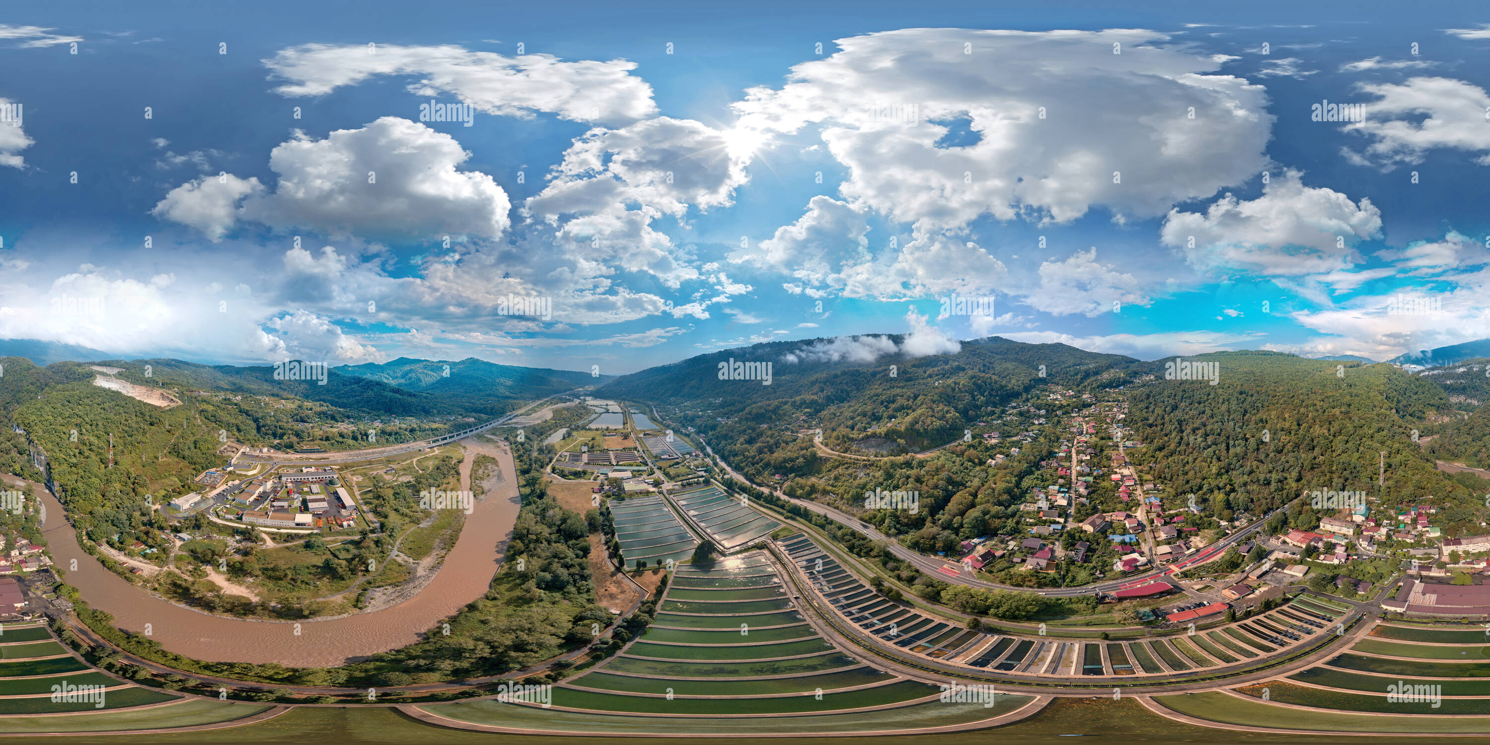 360° view of Farm for growing trout and salmon - Alamy
