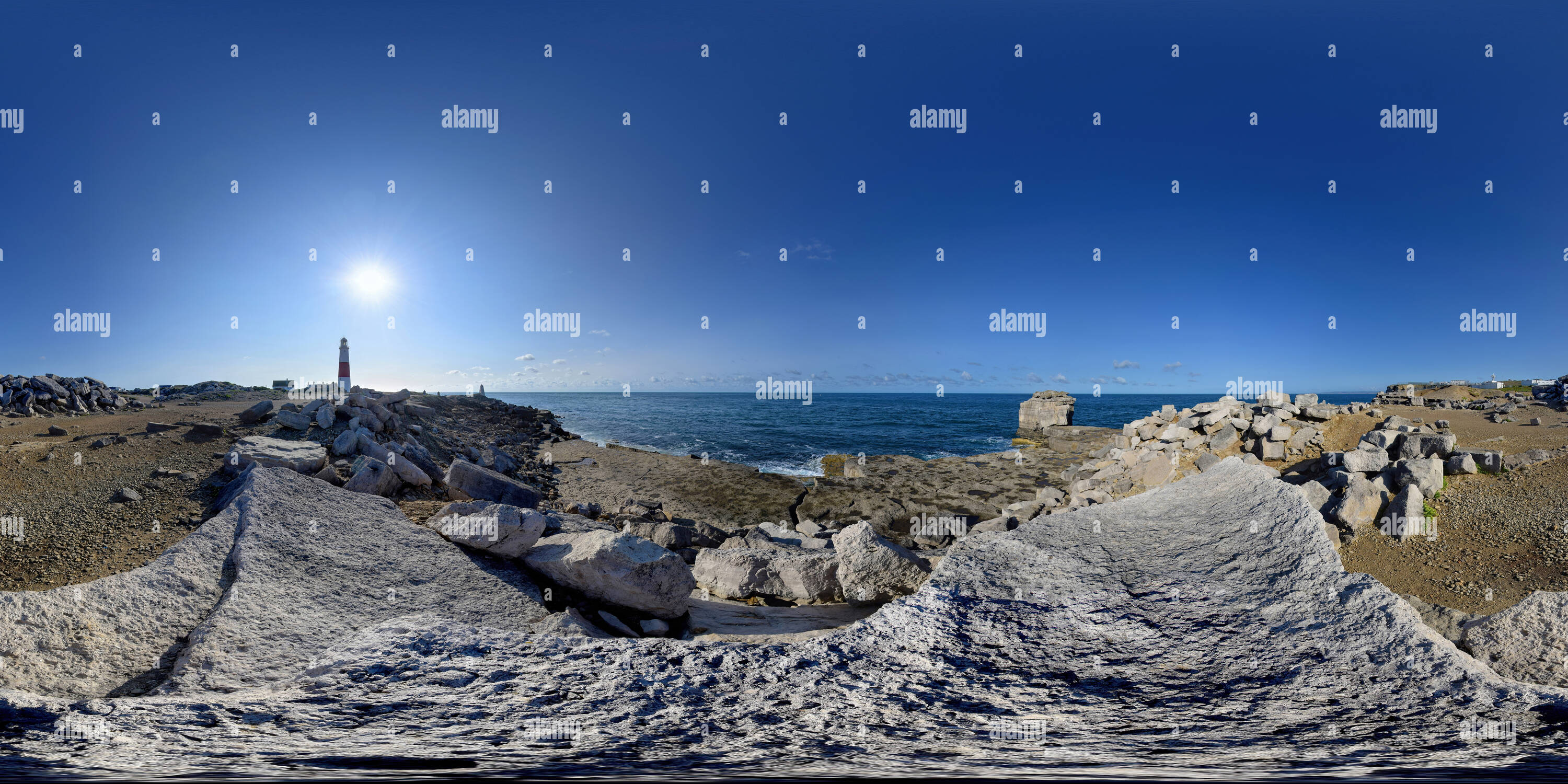 360° view of Portland Bill West Side overlooking the lighthouse and ...