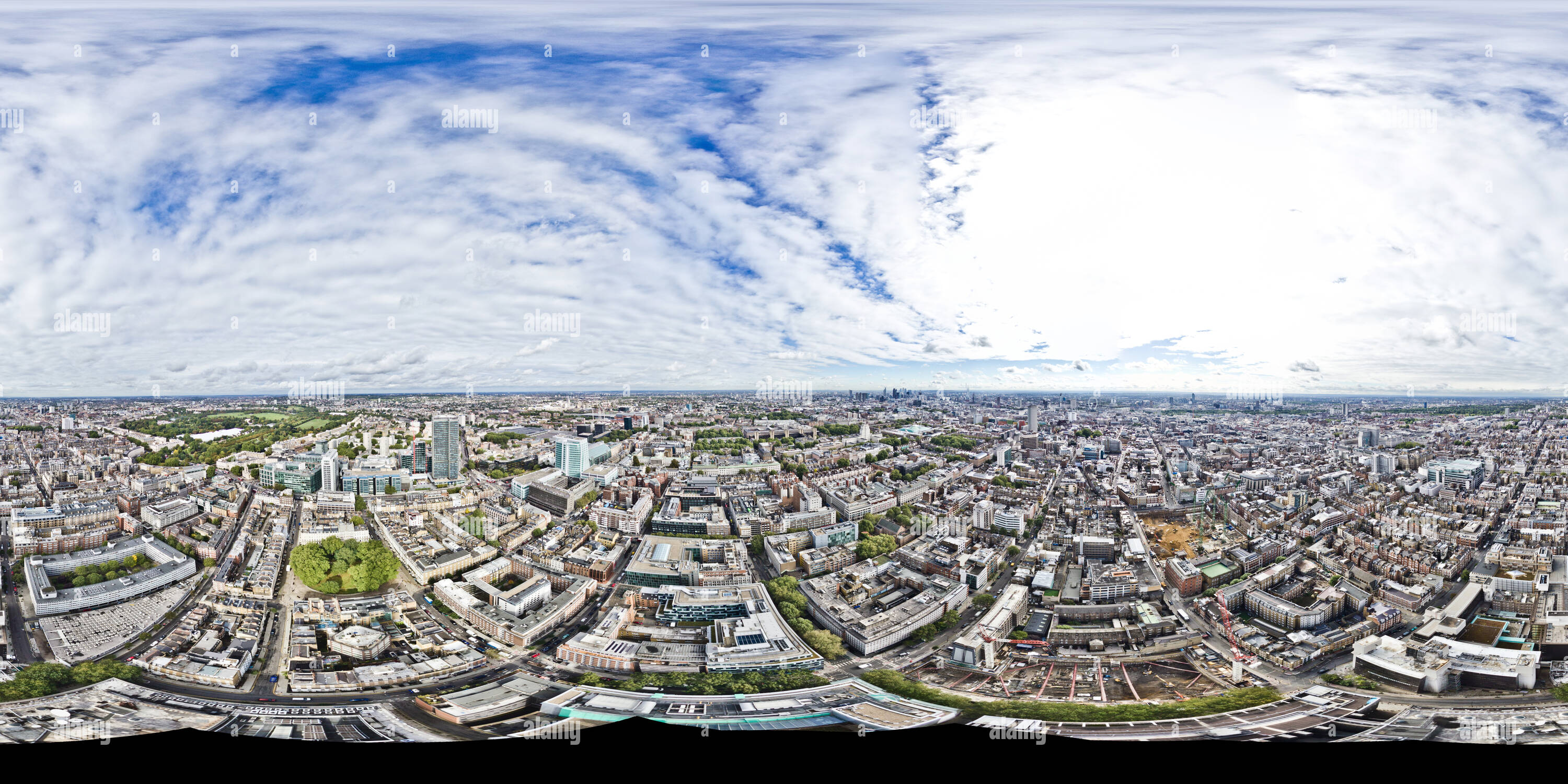 360° view of BT Tower spherical shot with fisheye - Alamy