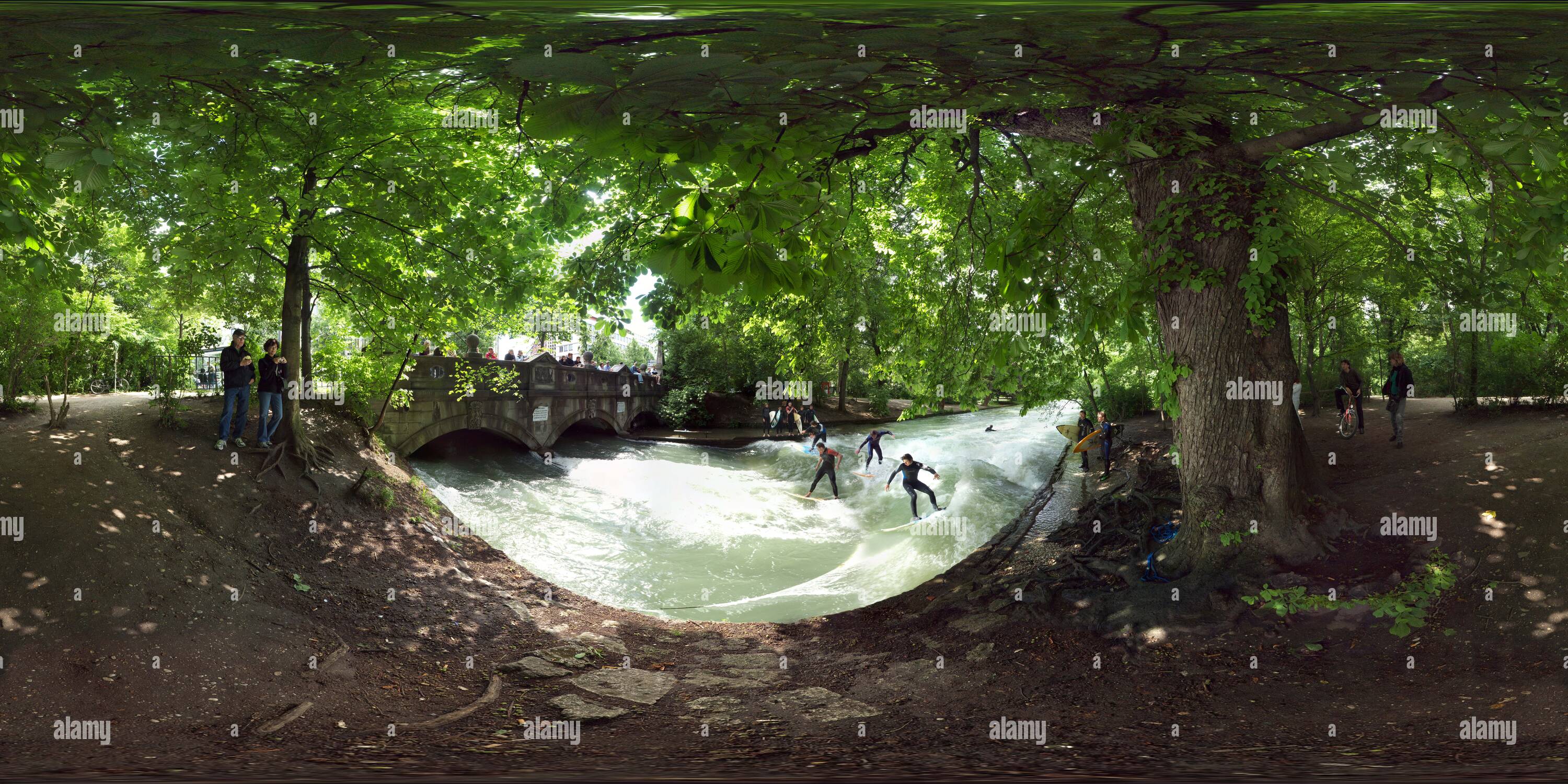 360° view of Surfing at the Eisbach (Ice River - Alamy