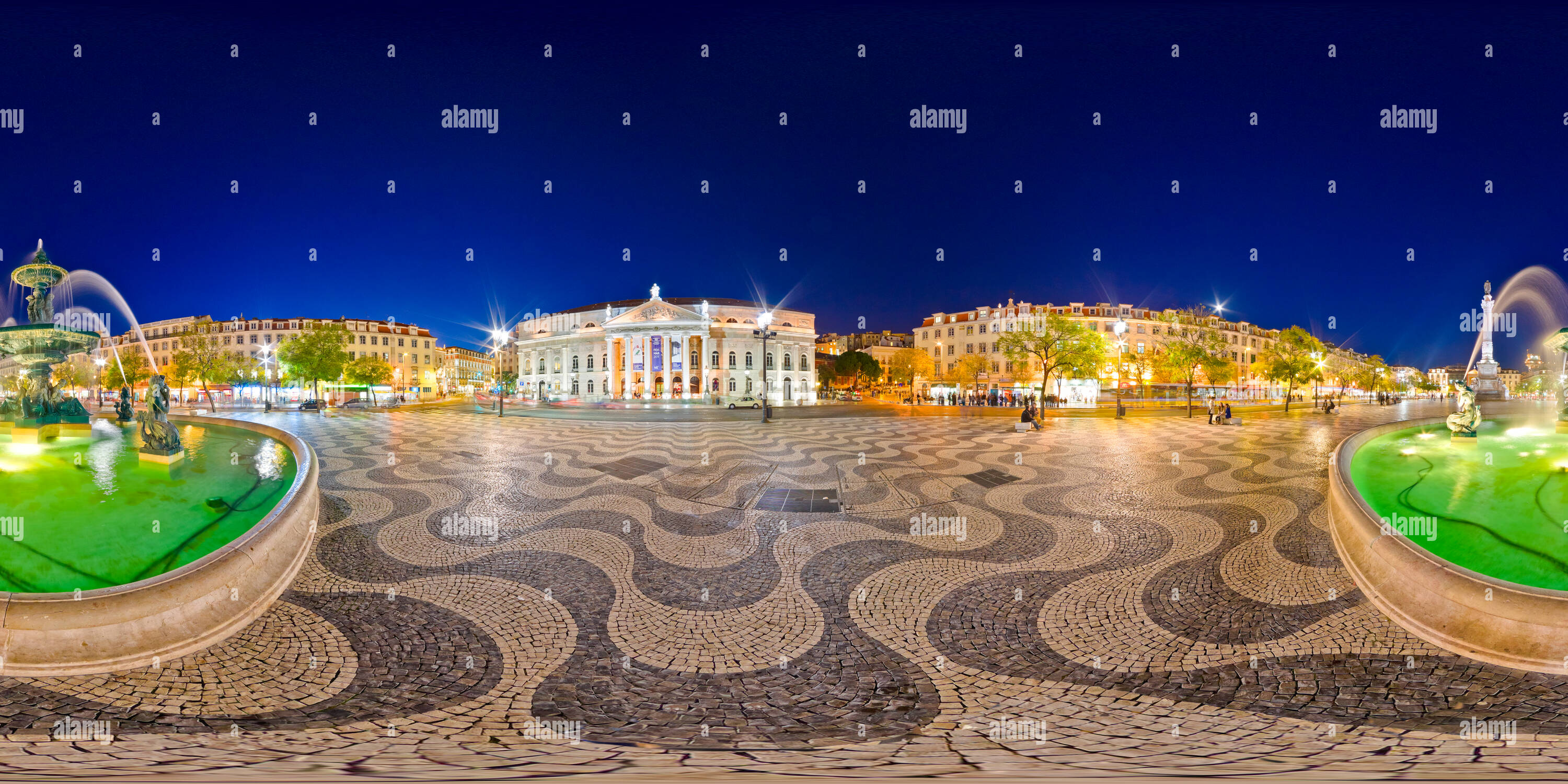 360° view of Rossio Square at Dusk - Alamy