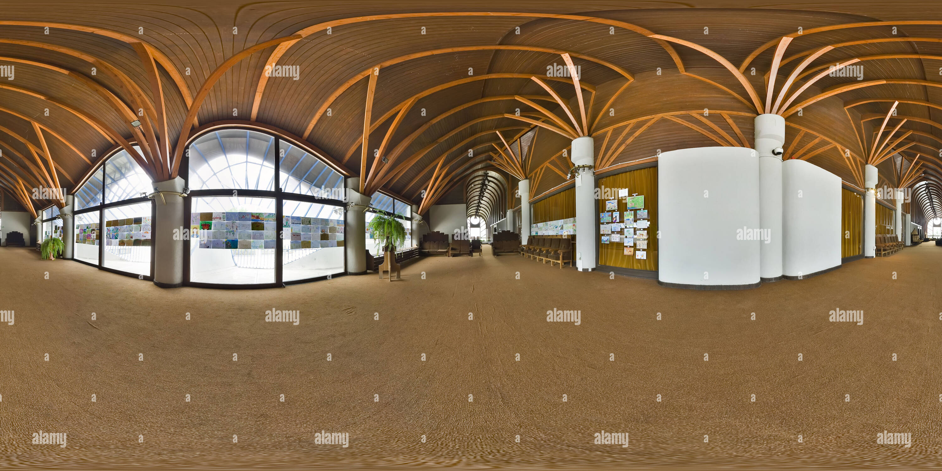 360° view of The House of the Education foyer - planning Imre Makovecz ...
