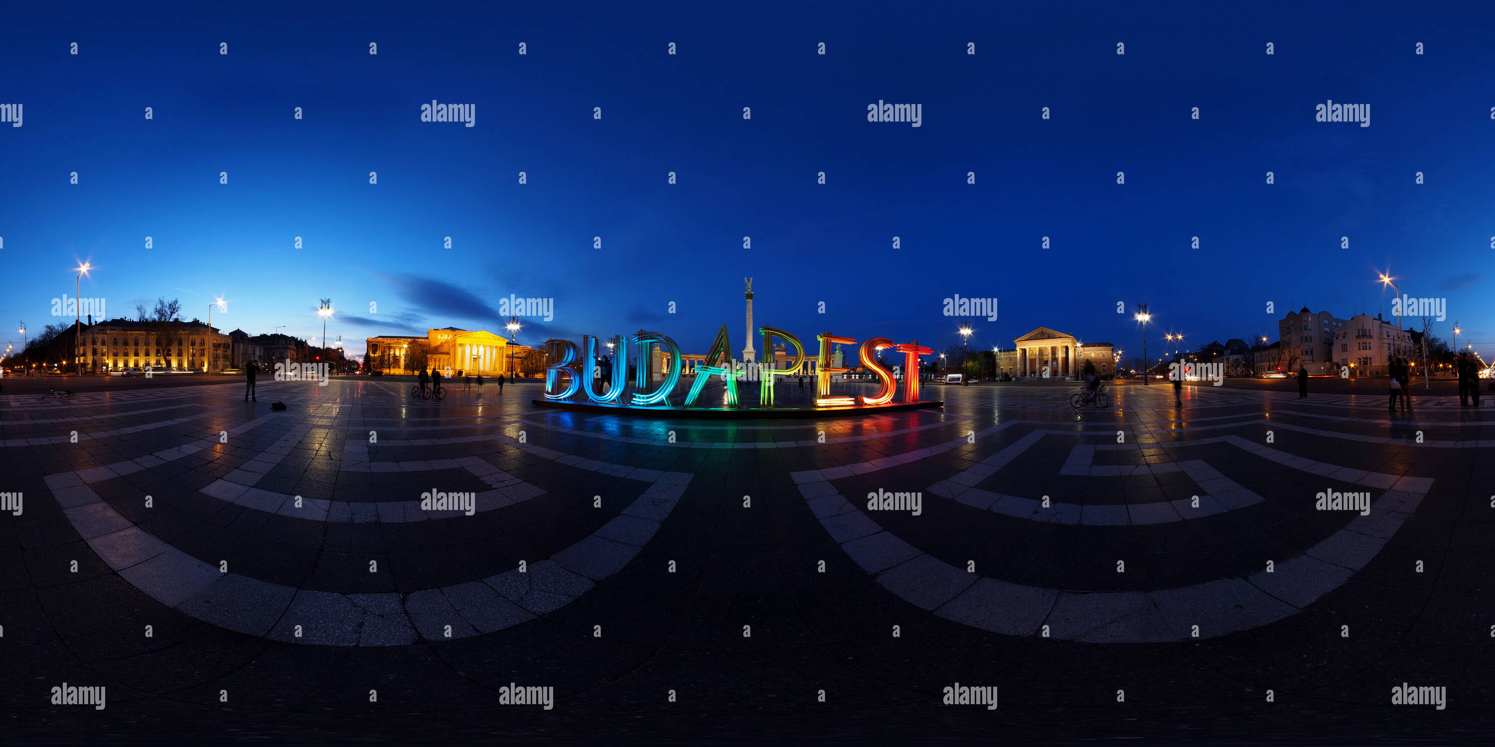 360° view of Budapest sign at Heroes' Square - Alamy