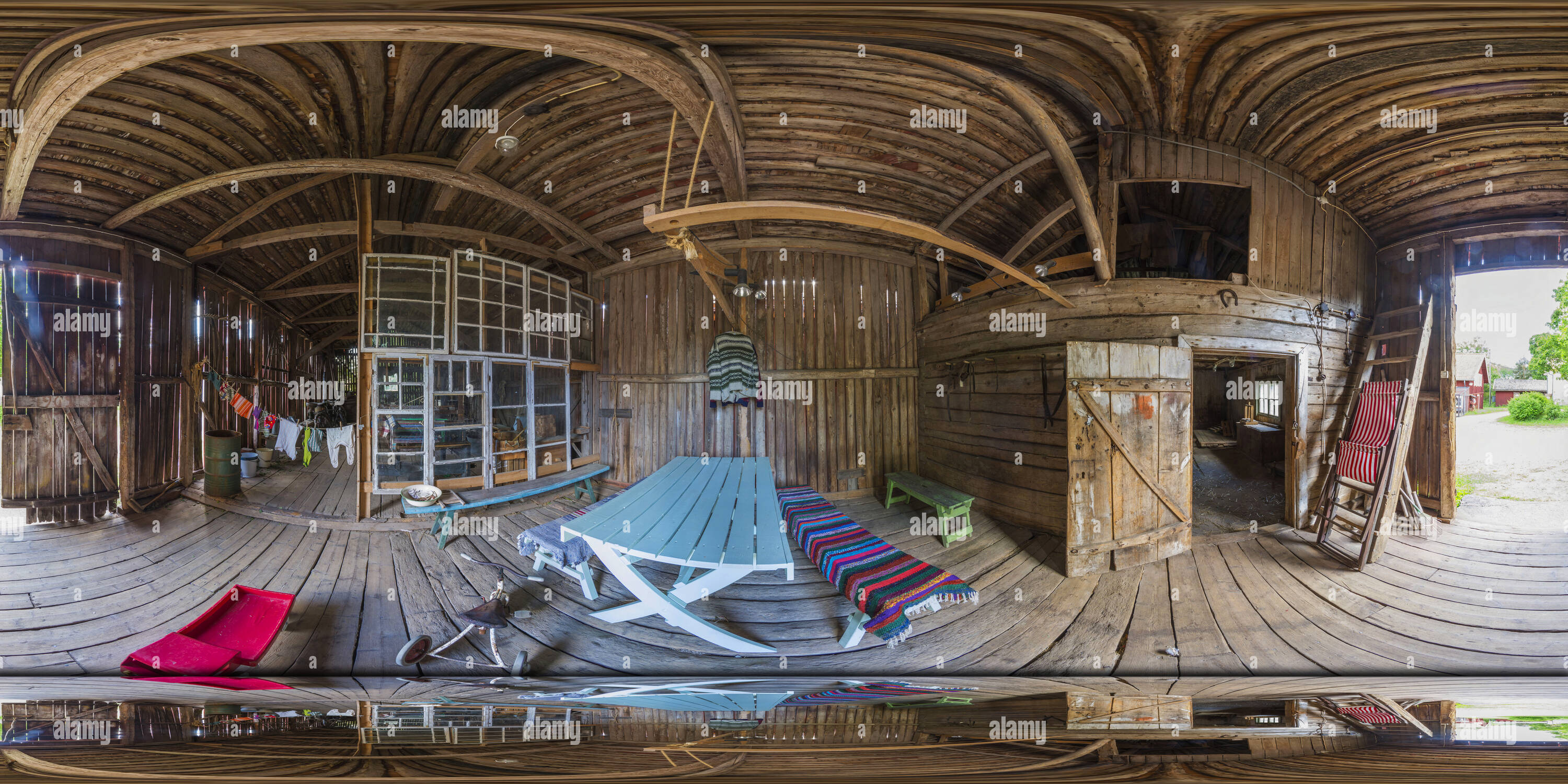 360° view of Kurala Kylämäki Village, Barn - Alamy