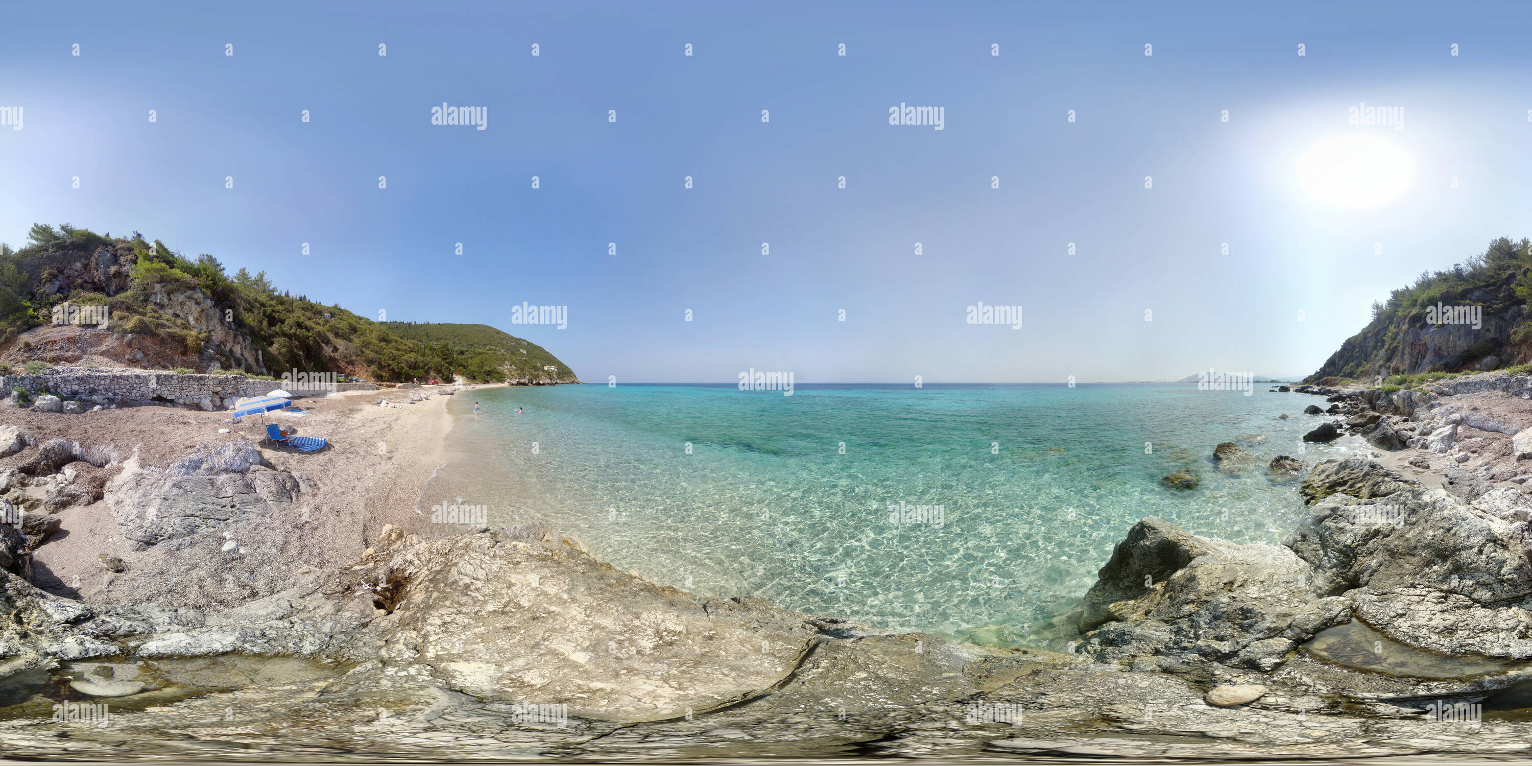 360° view of Kaminia Beach, Lefkas - Alamy