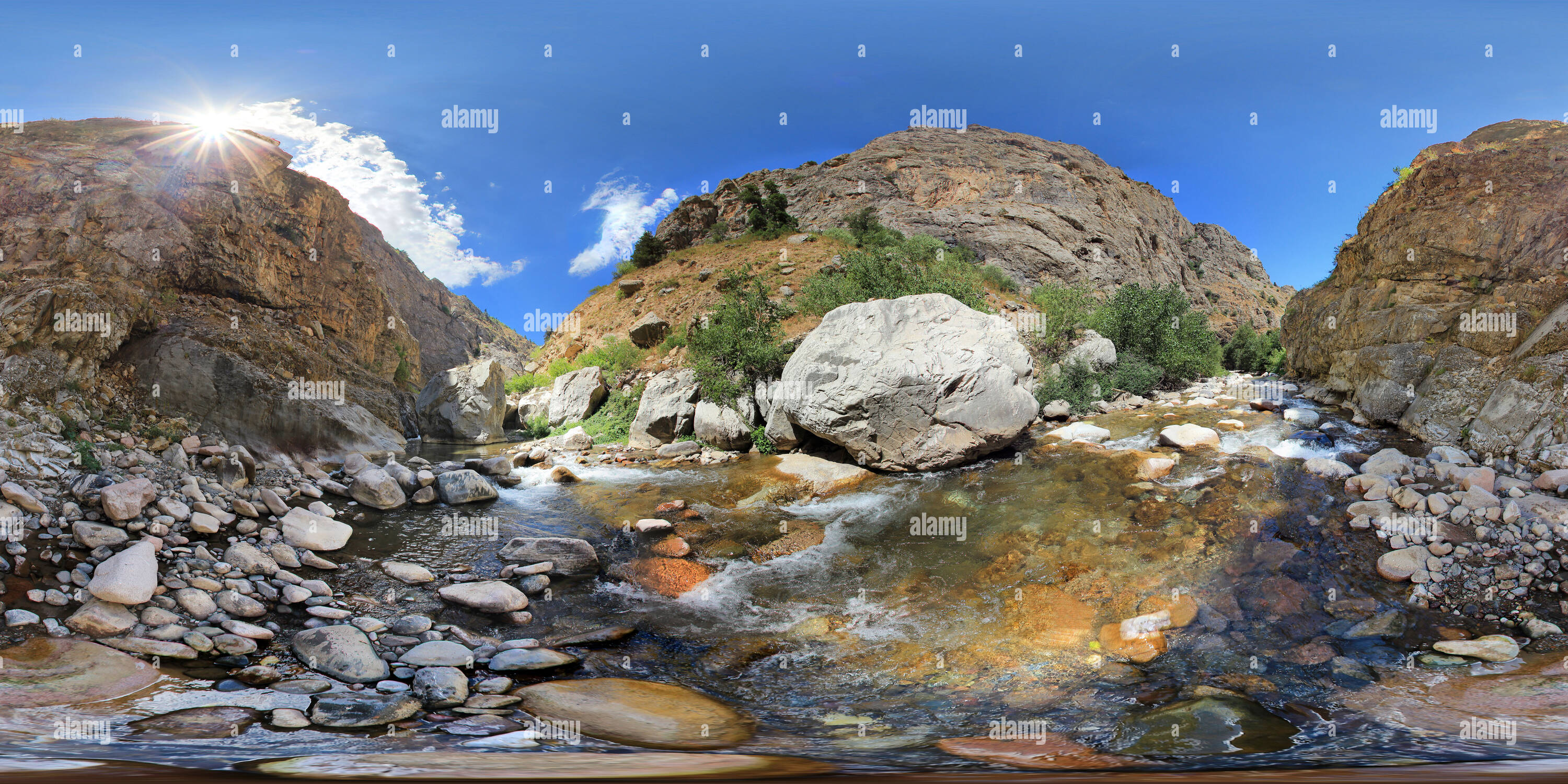 360° view of Kara-Archa river near the "Big Sail" rock - Alamy