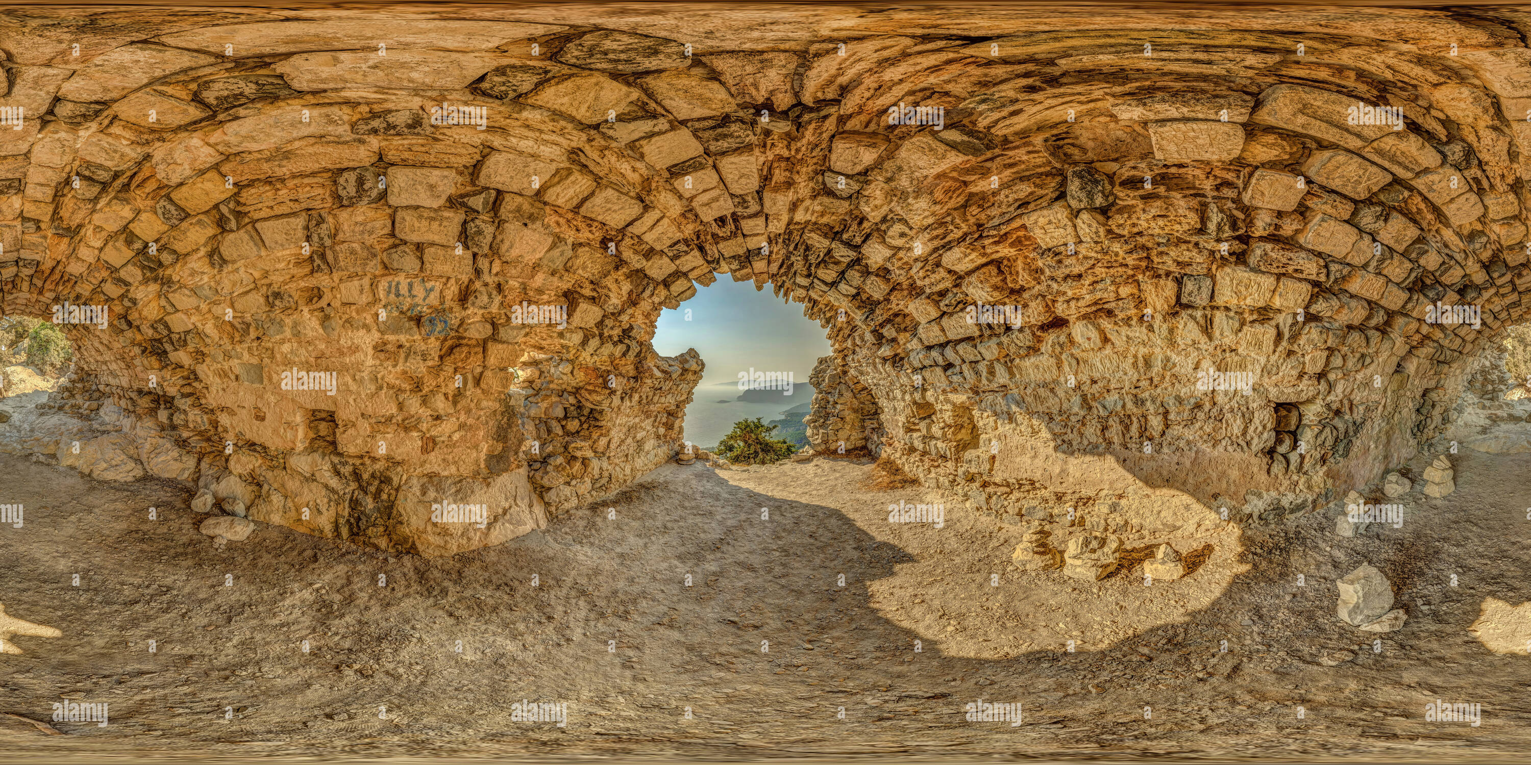 360° view of Castle of Monolithos - Alamy