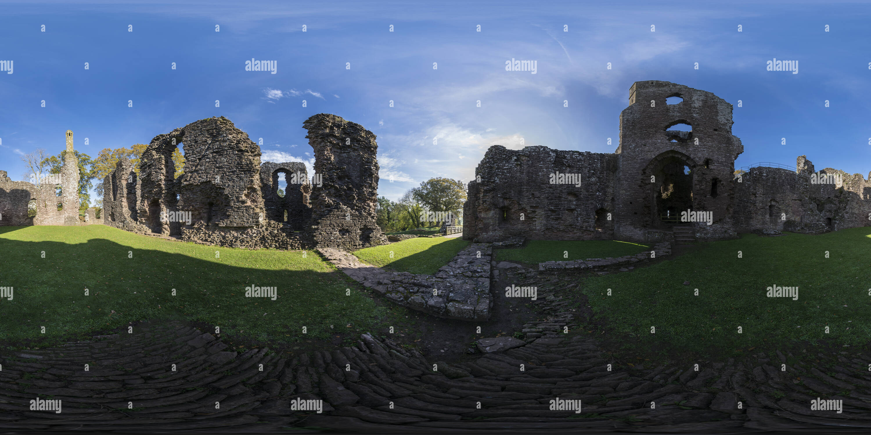 360° view of Inner Ward, Grosmont Castle - Alamy