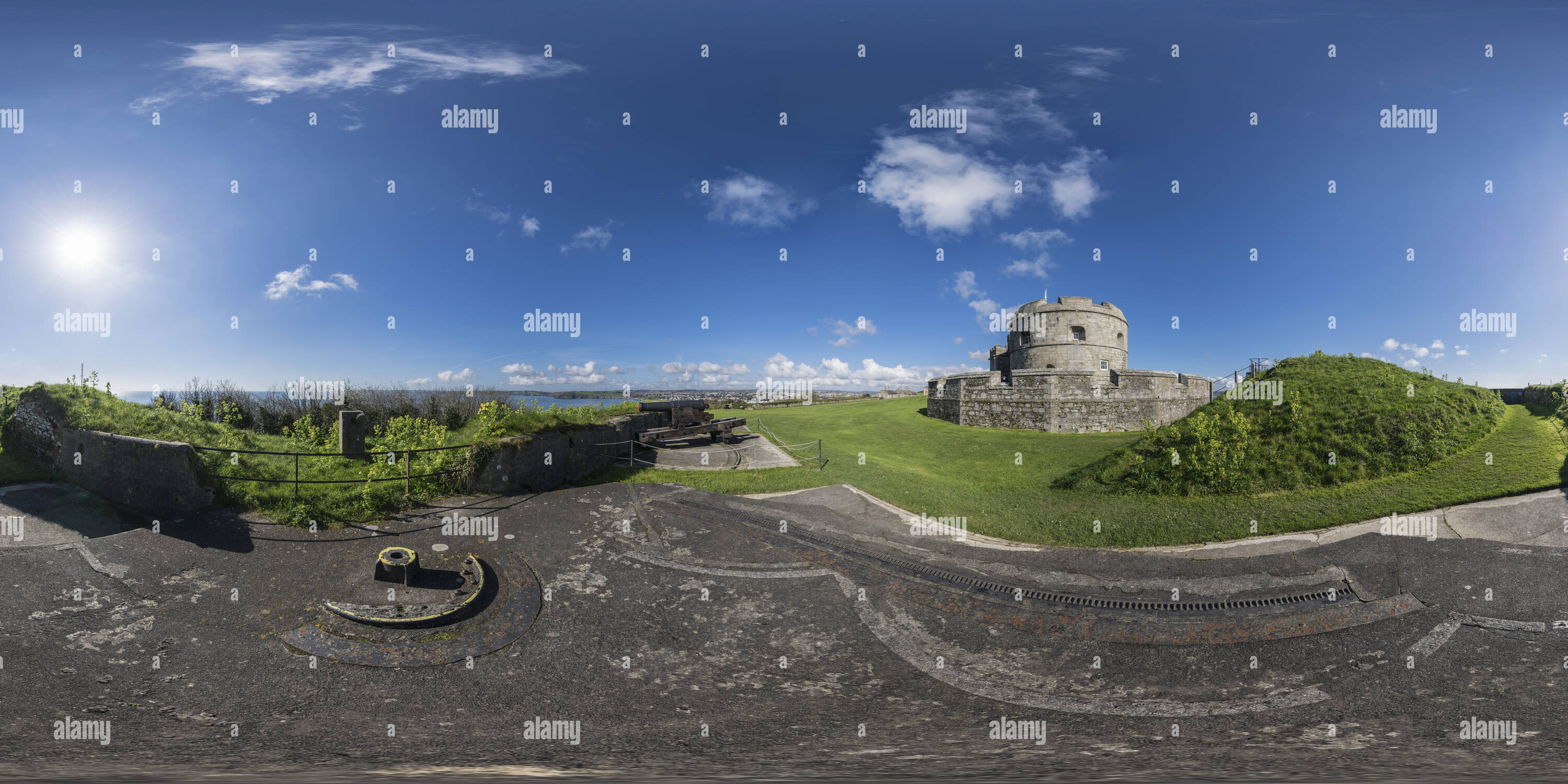 360° view of Pendennis Castle, Cornwall - Alamy