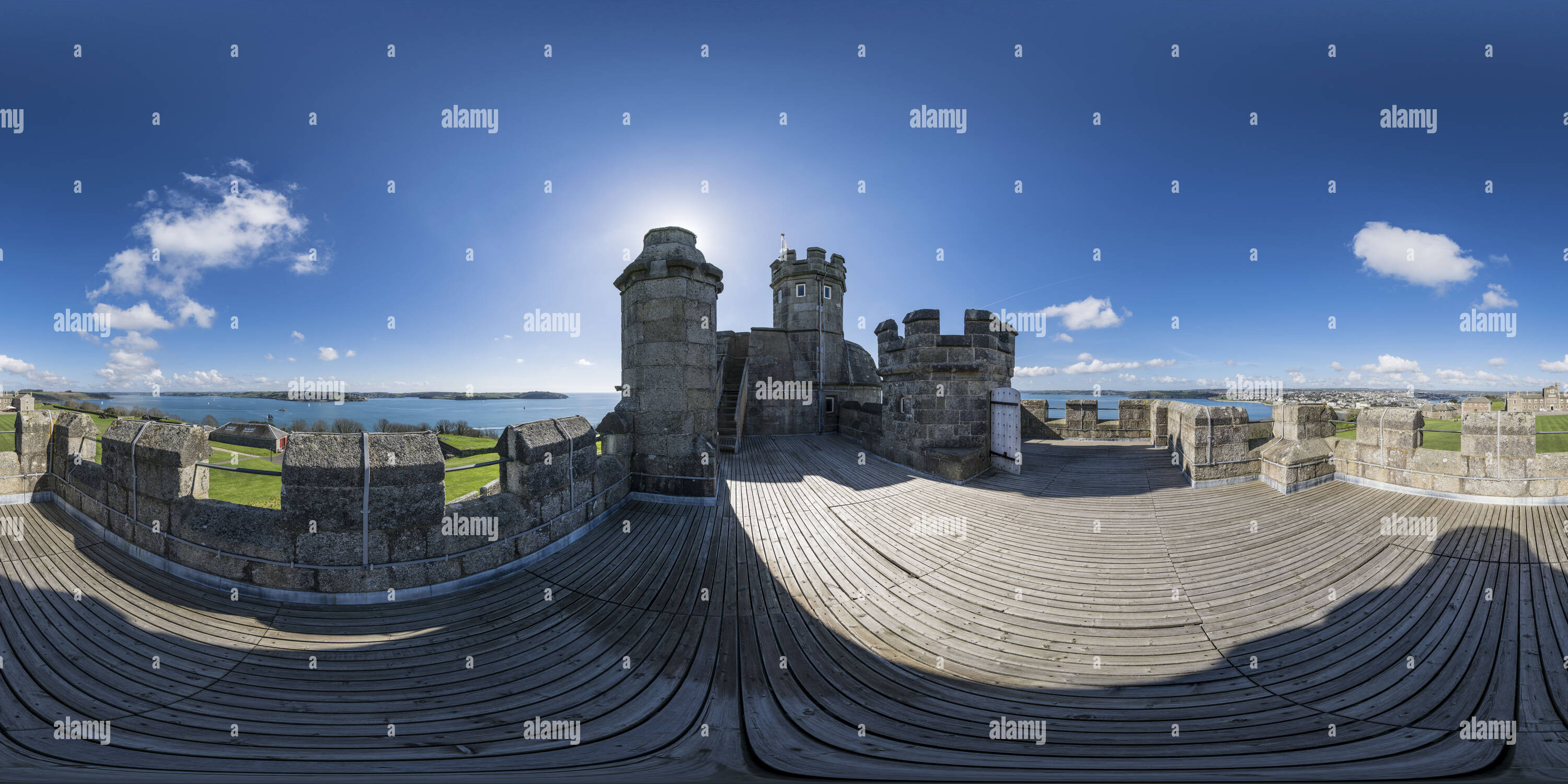 360° view of Rooftop View from Pendennis Castle - Alamy