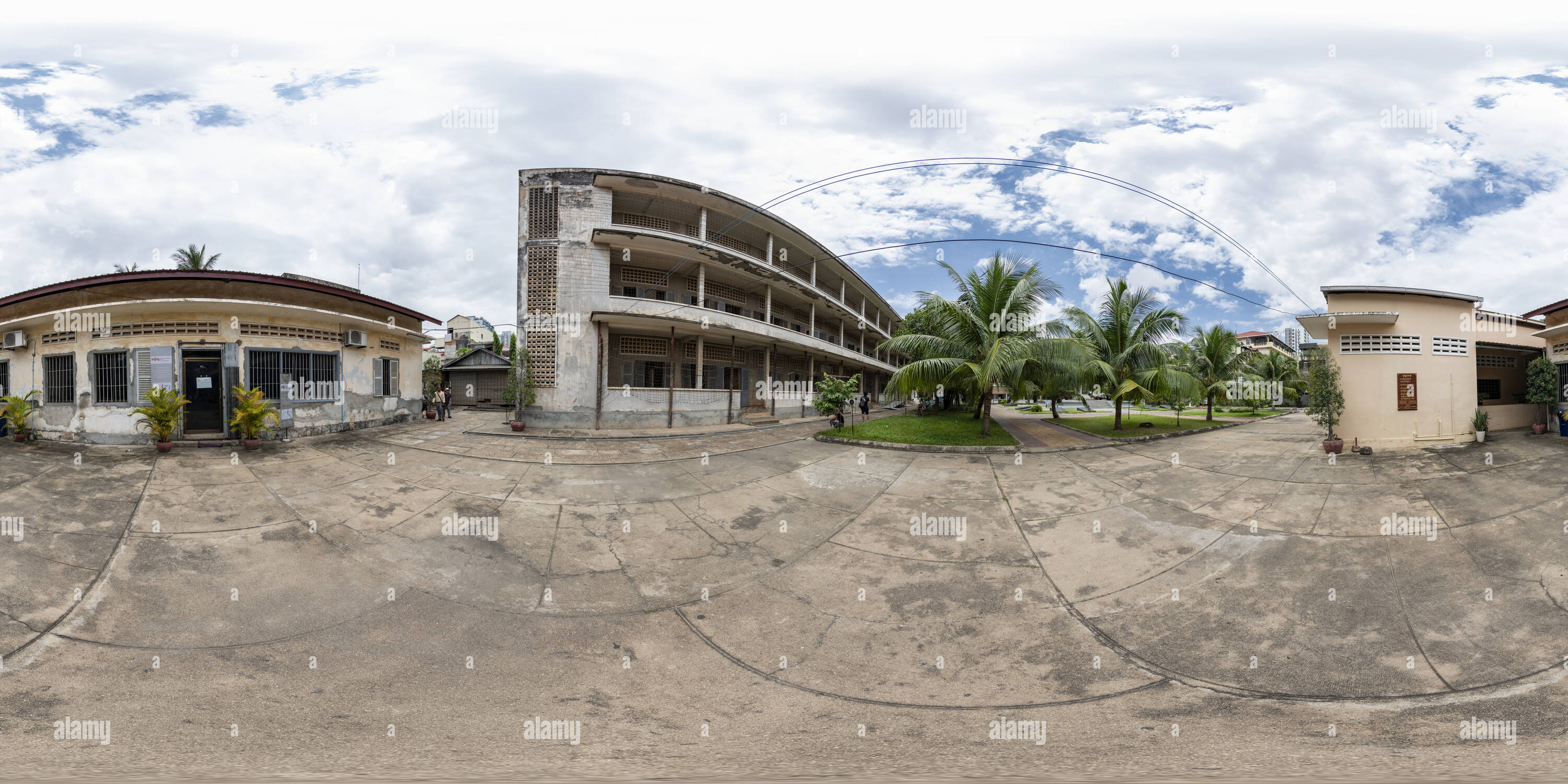 360° view of Tuol Sleng (S21 jail), in the second courtyard, Phnom Pen ...