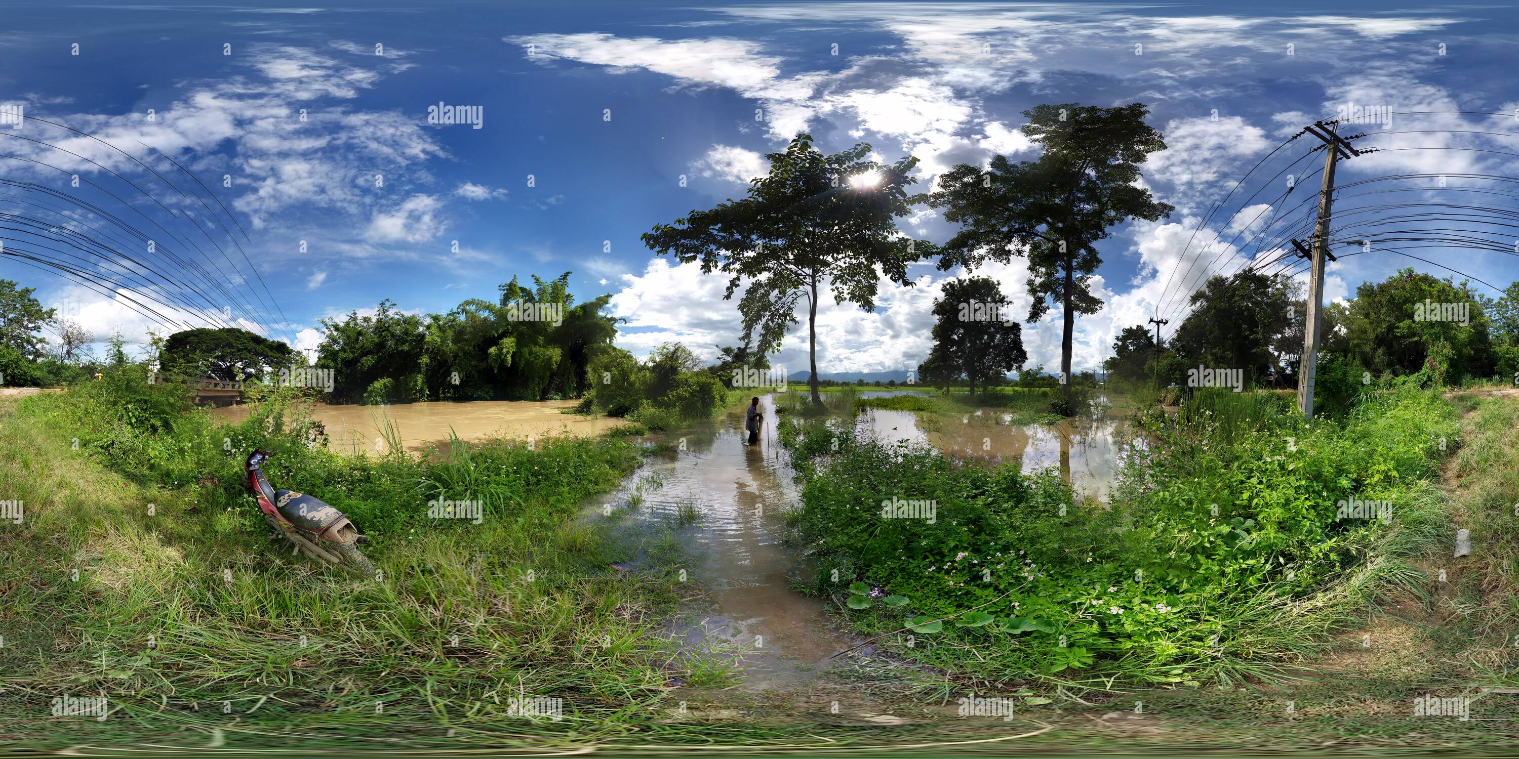 360° view of Flooding at Fang river - Alamy