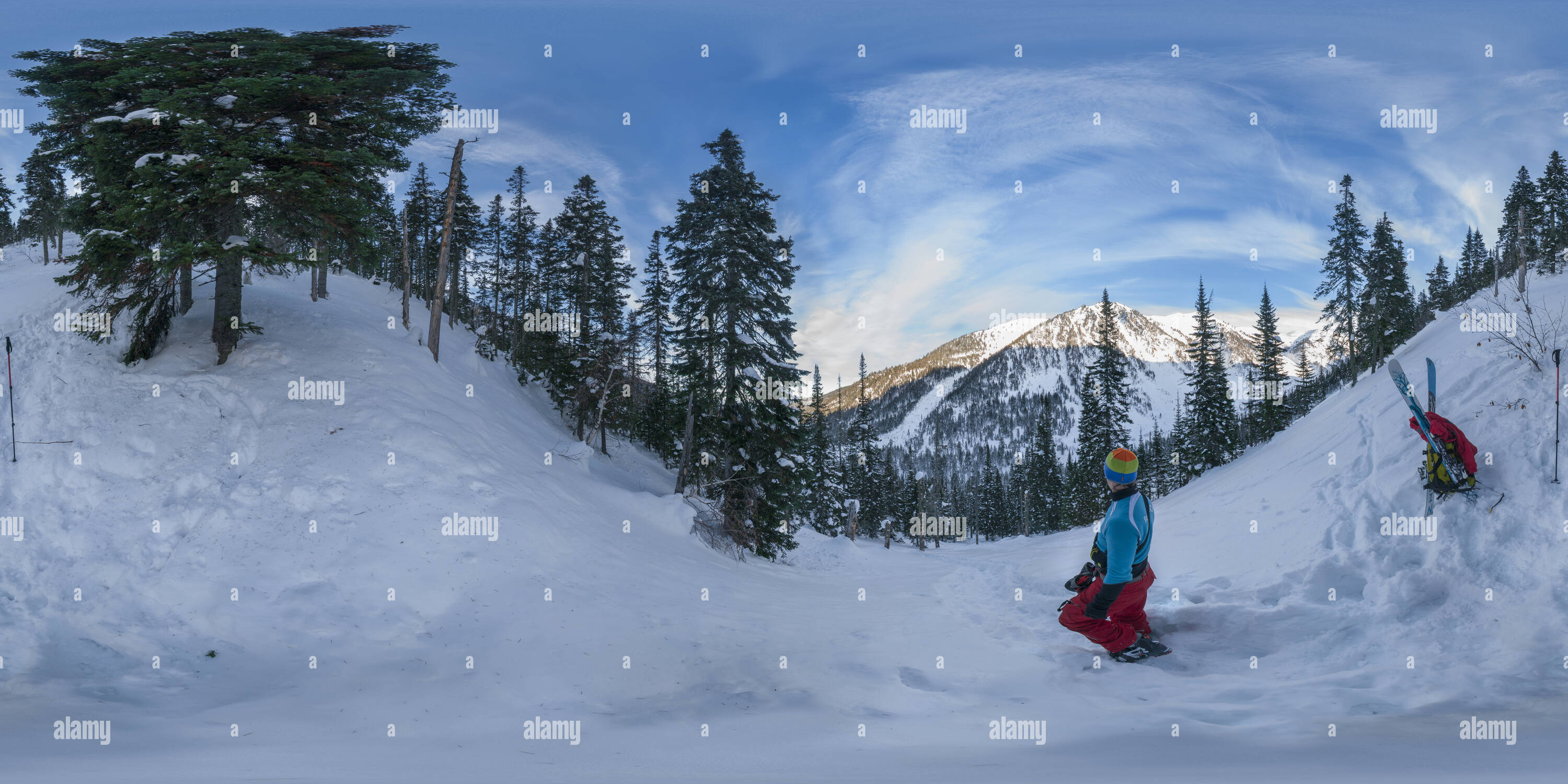 360° view of Russia, mountain range Chamar-Daban, lake Baikal, Mamay ...