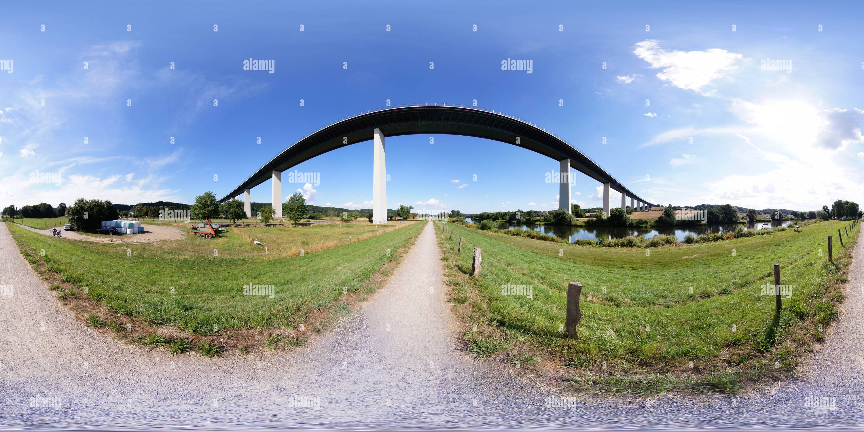 360° view of freeway bridge over the river ruhr in germay - Alamy