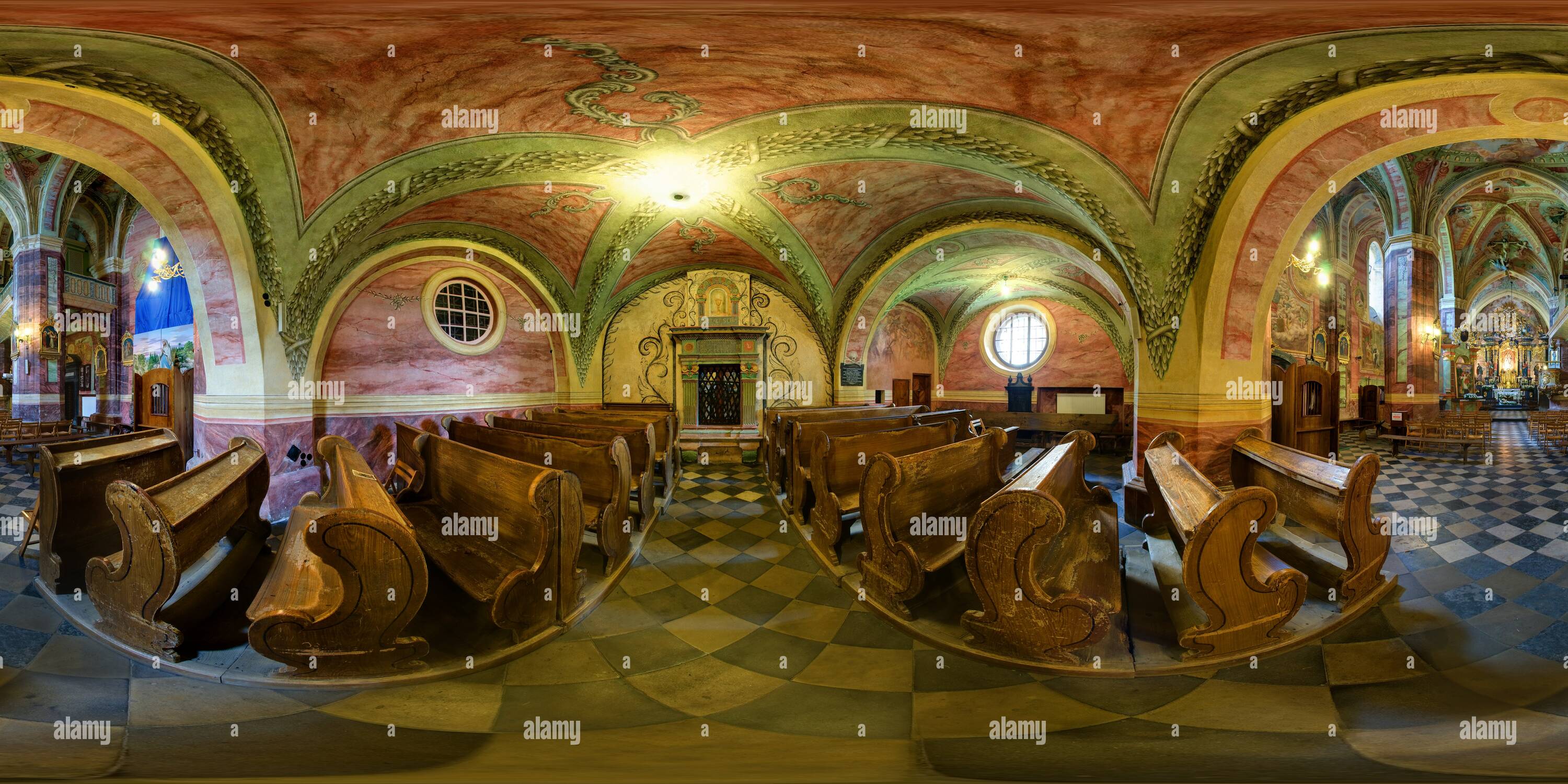 360° view of Benedictine monastery in Staniątki (2340 - Alamy