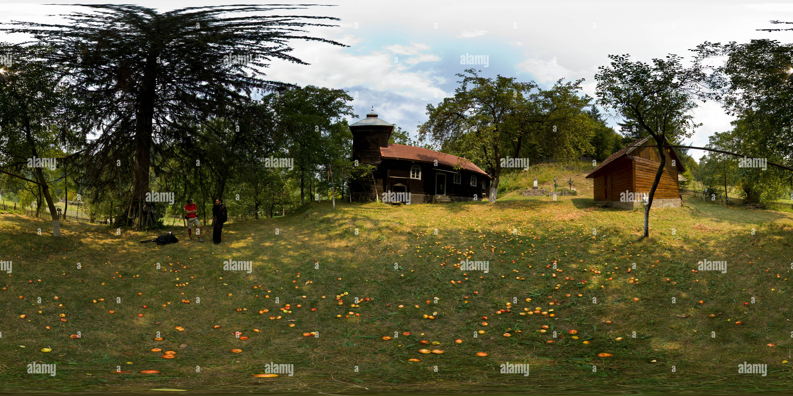 360° view of Luncani wooden church - Alamy