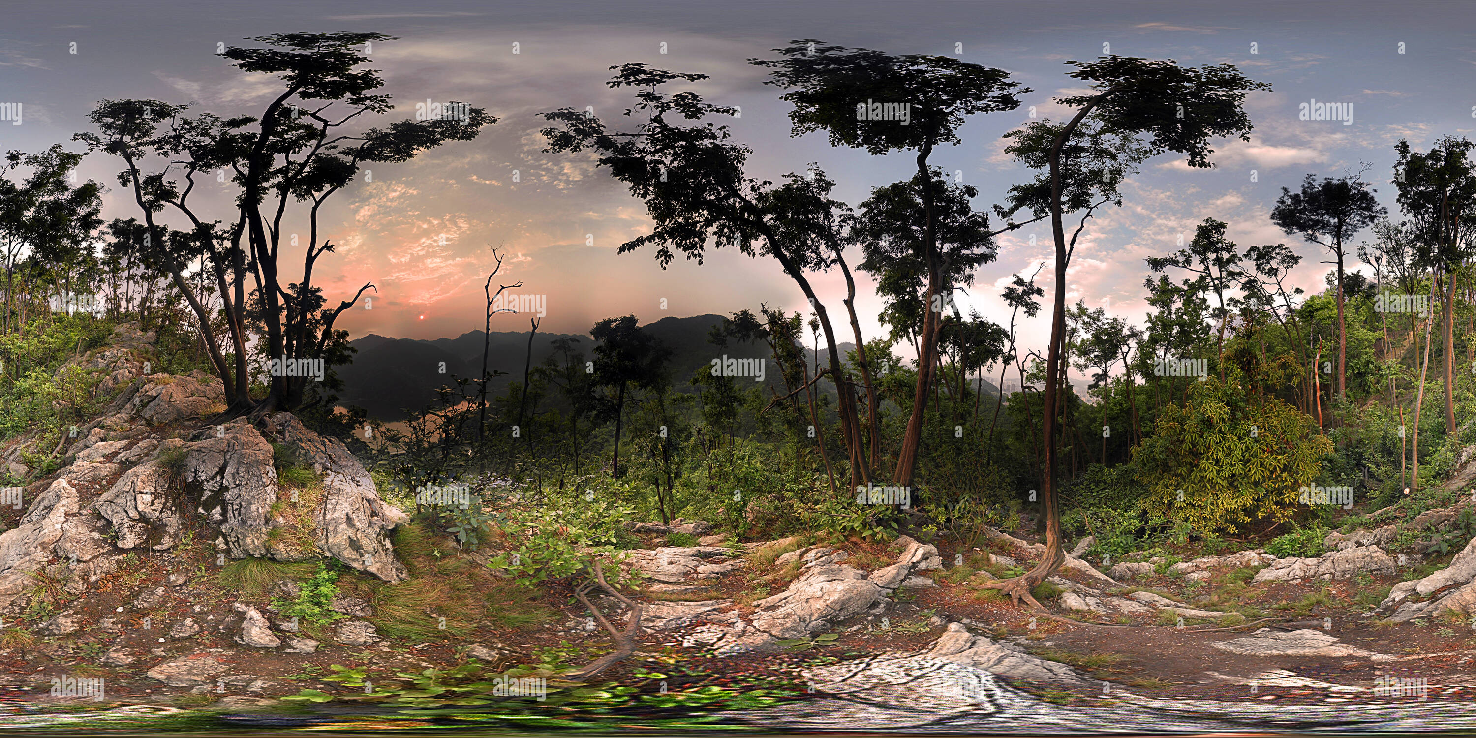 360° view of Qian Lin Mountain Top Sunset,Guiyang - Alamy