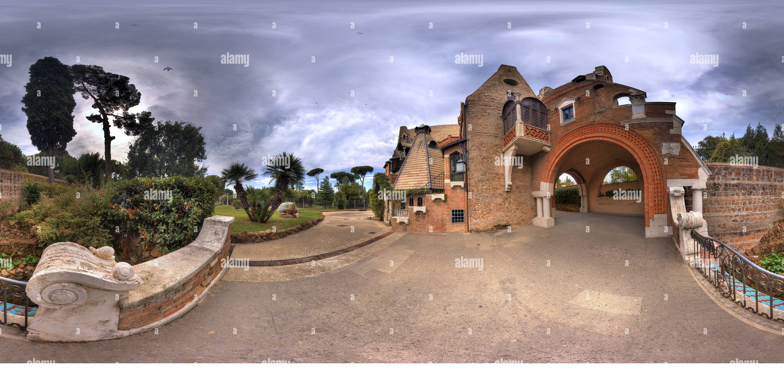 360° view of Villa Torlonia Casina Delle Civette Arcade Roma - Alamy
