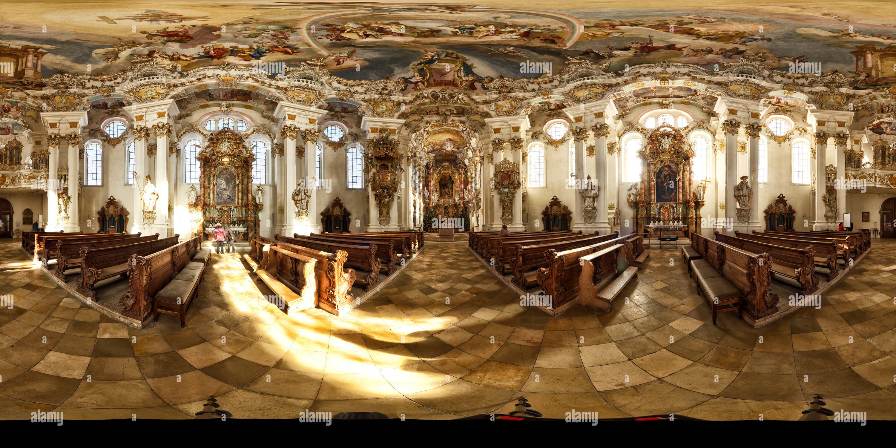 360° view of inside the Pilgrimage Church of Wies (German: Wieskirche ...