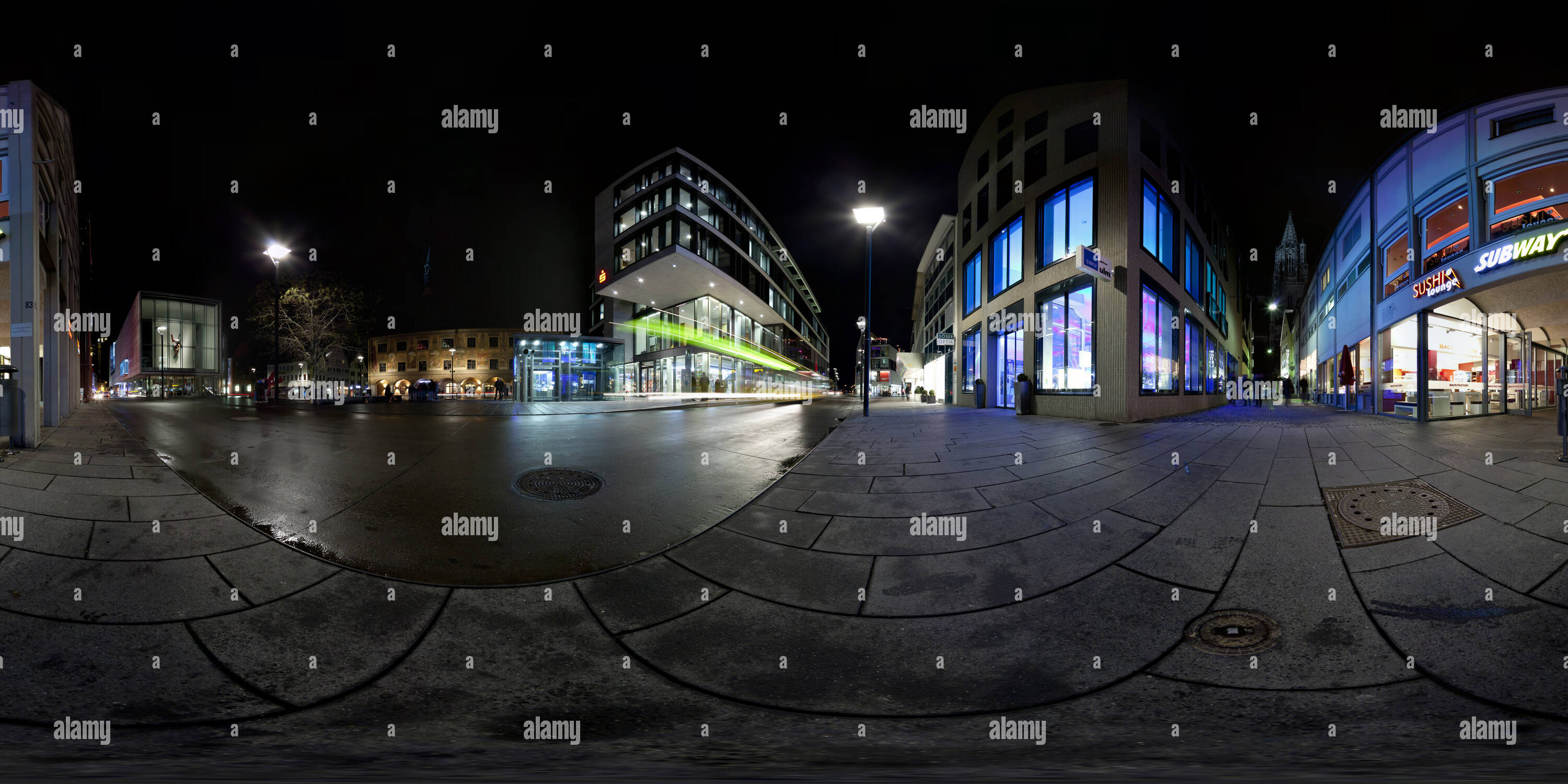 360° view of Ulm, Germany, new city-centre at night - Alamy