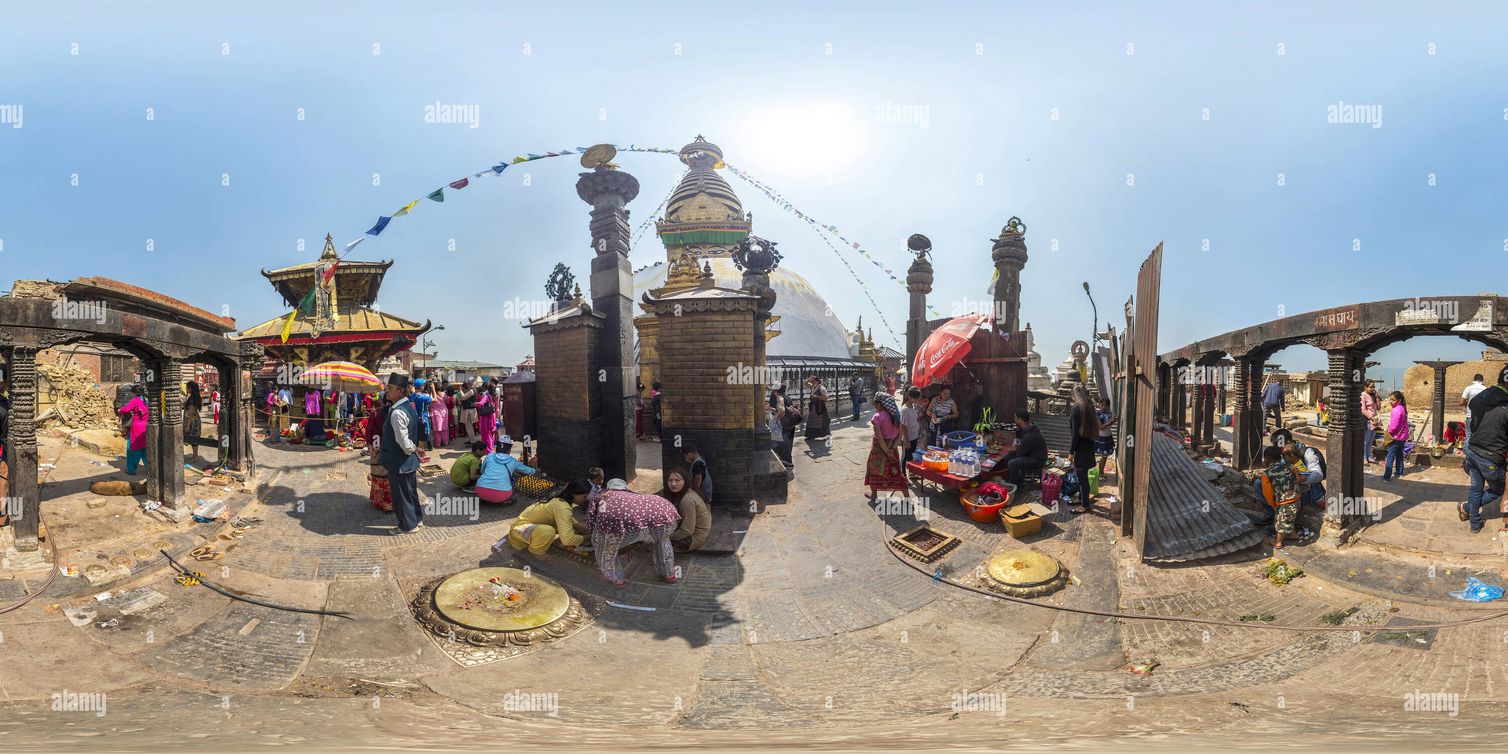 360° view of Nepal. Kathmandu. Swayambhunath. Ruins of Devadharma Gumba ...