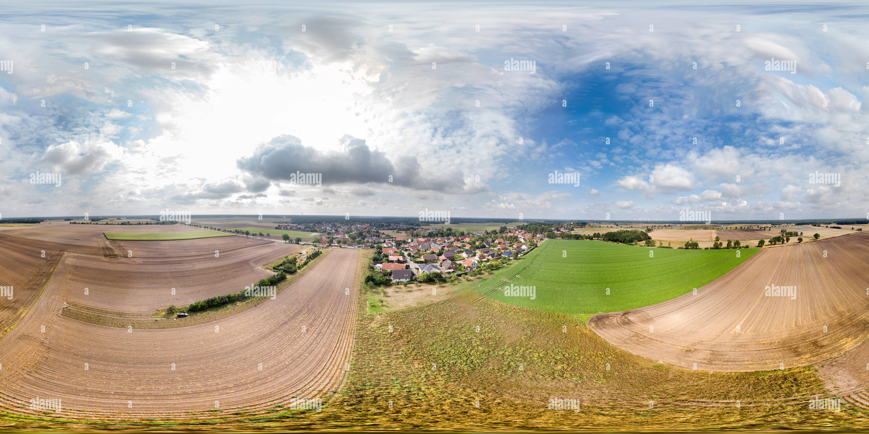 360° view of 360-degree panorama image from an aerial view of a small ...