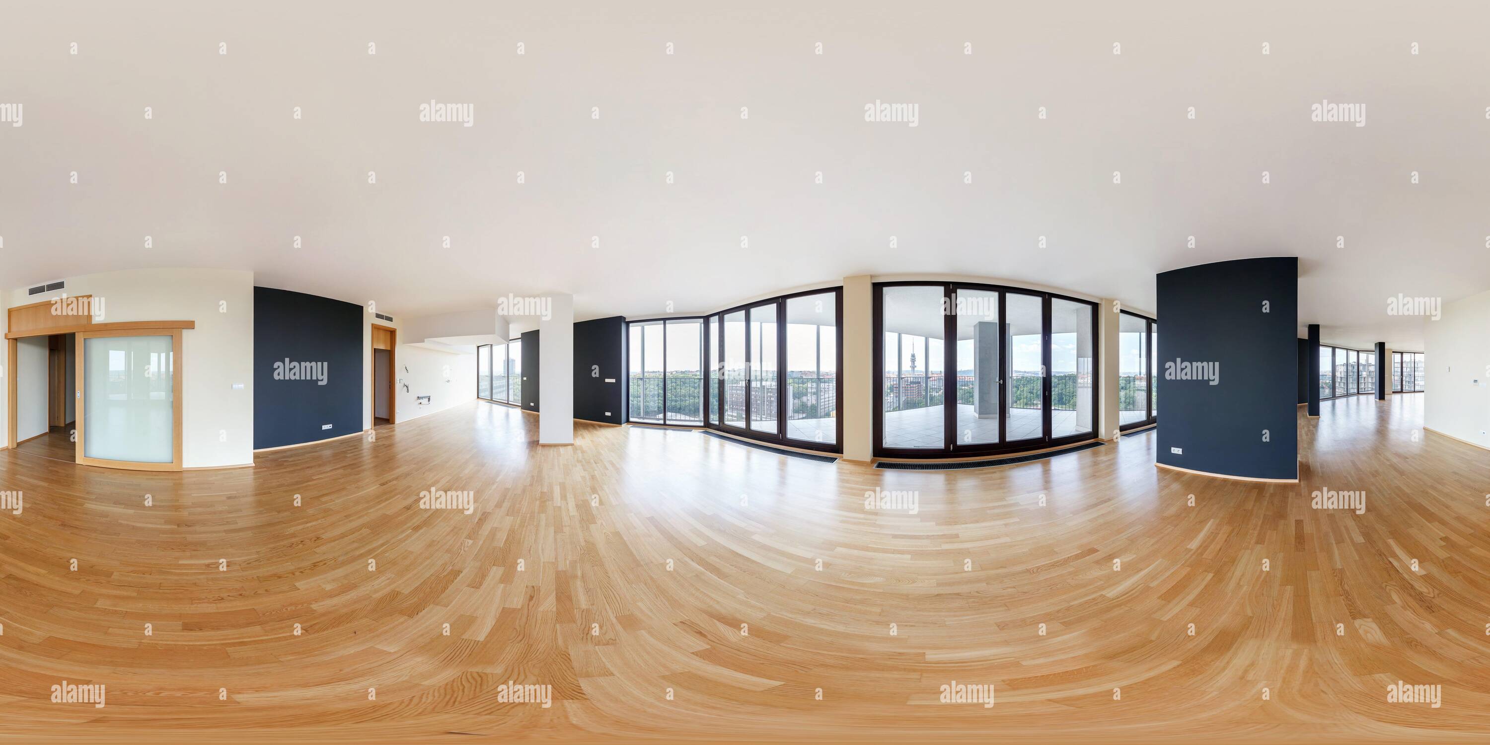 360° view of PRAHA, Czech Republic - JULY 21, 2014: Modern white empty ...