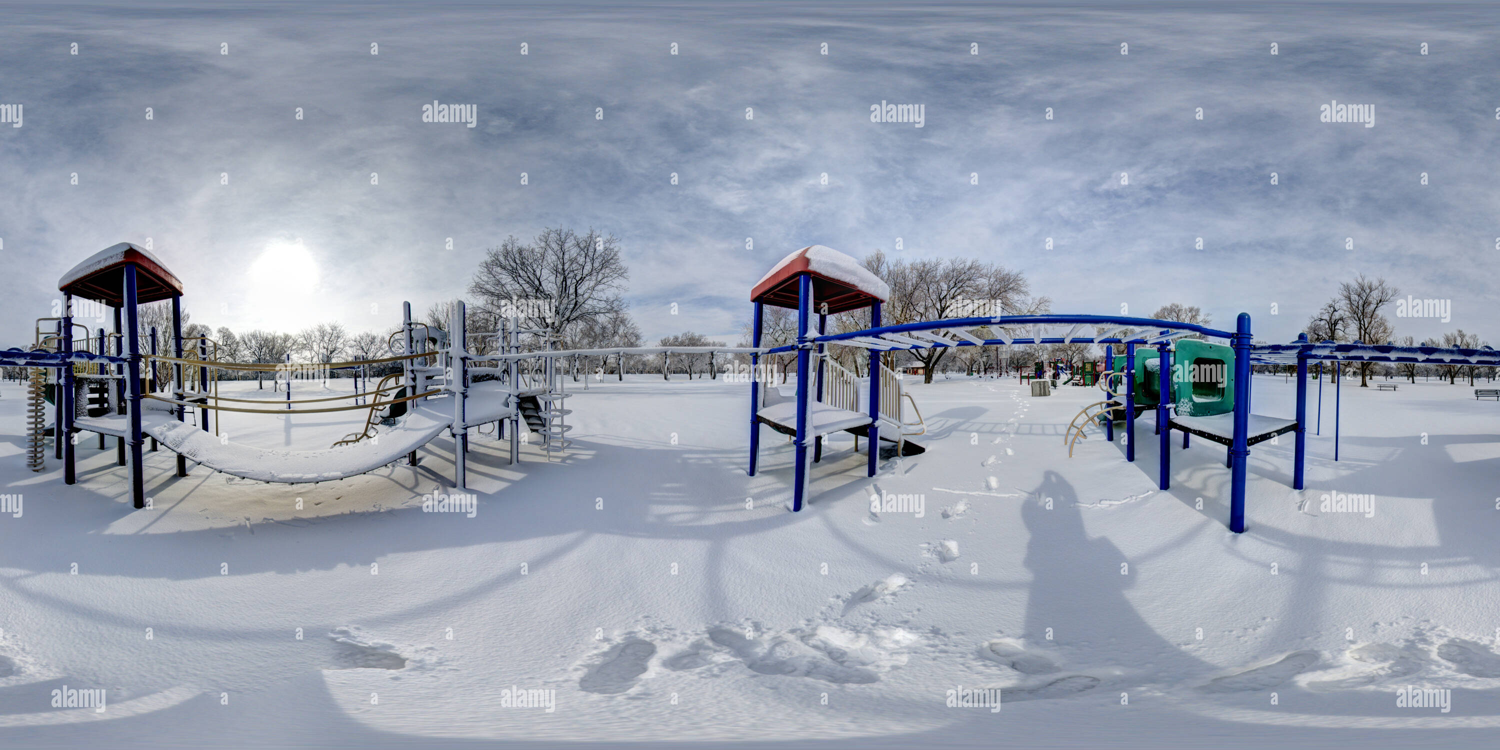 360° view of Playground in the snow II - Alamy