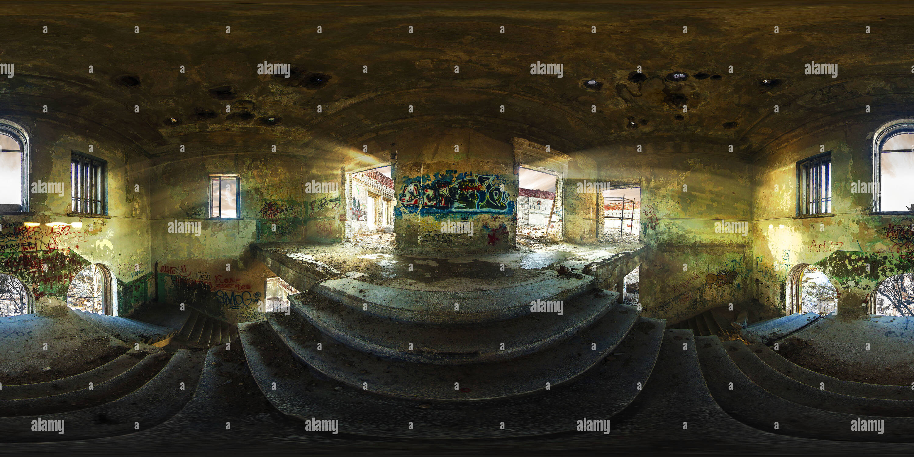 360° view of Ghetto of Samara city, ruins of the hospital - Alamy