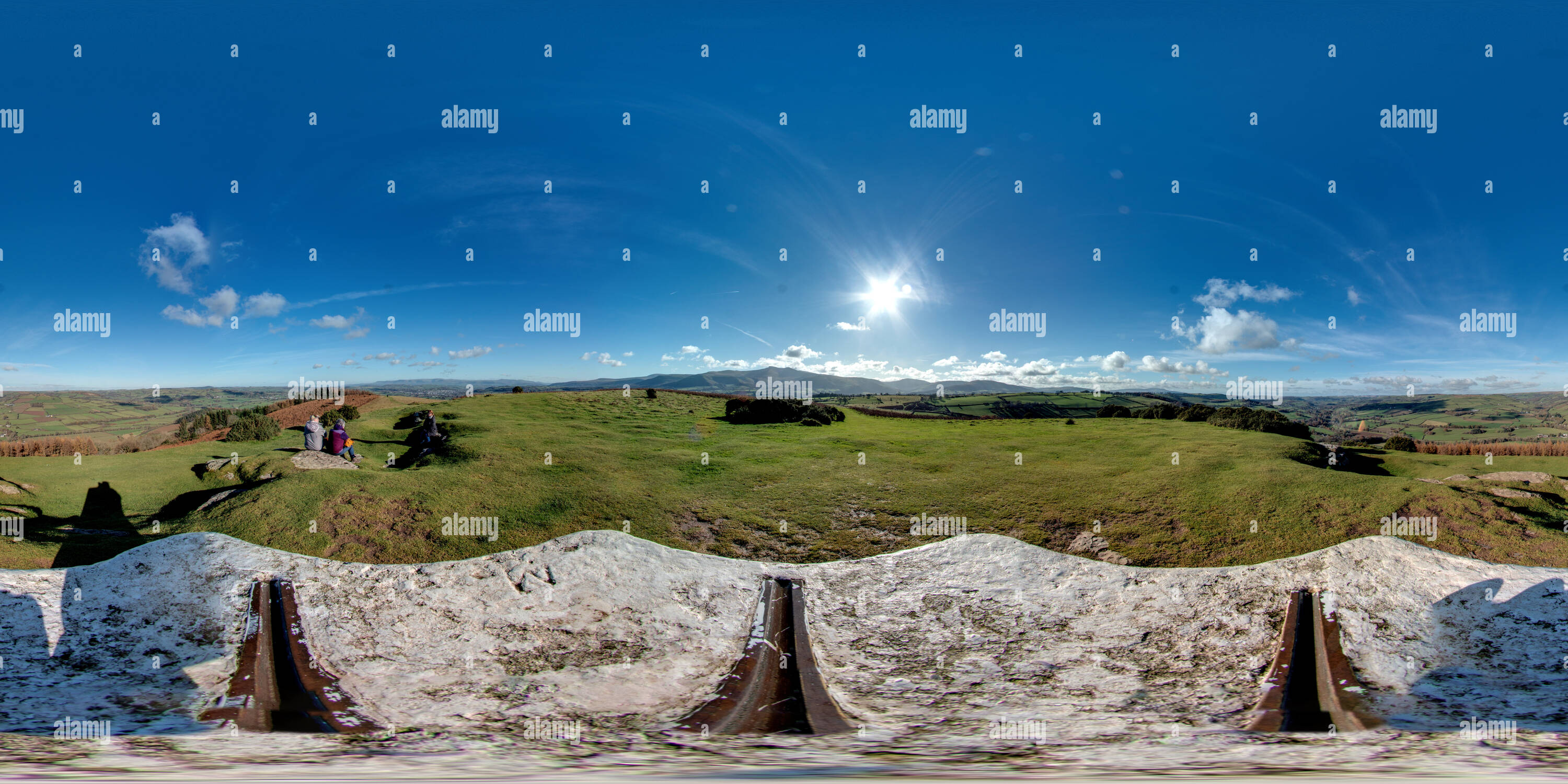 360° view of Twyn y Gaer Trig Point, Brecon Beacons, Wales - Alamy