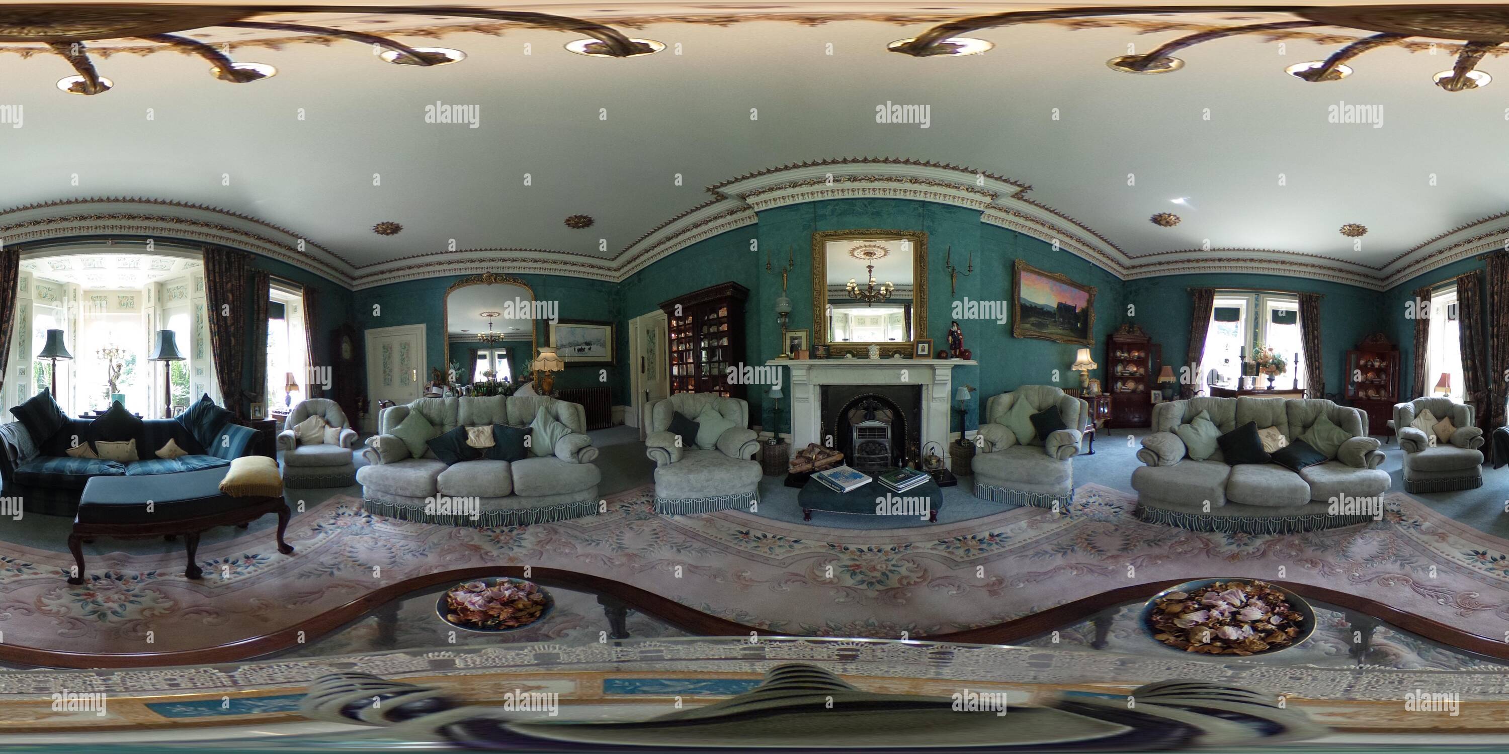 360° view of Interior panoramic photo at Abbey Cwm Hir Hall - Alamy