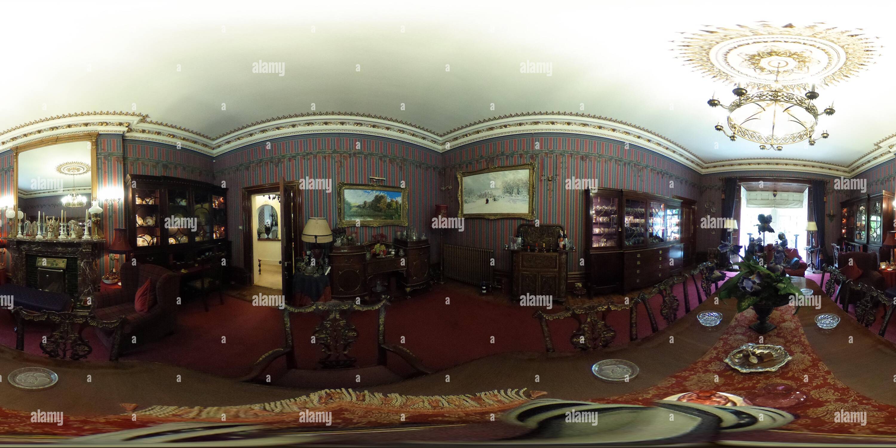 360° view of Interior panoramic photo at Abbey Cwm Hir Hall - Alamy