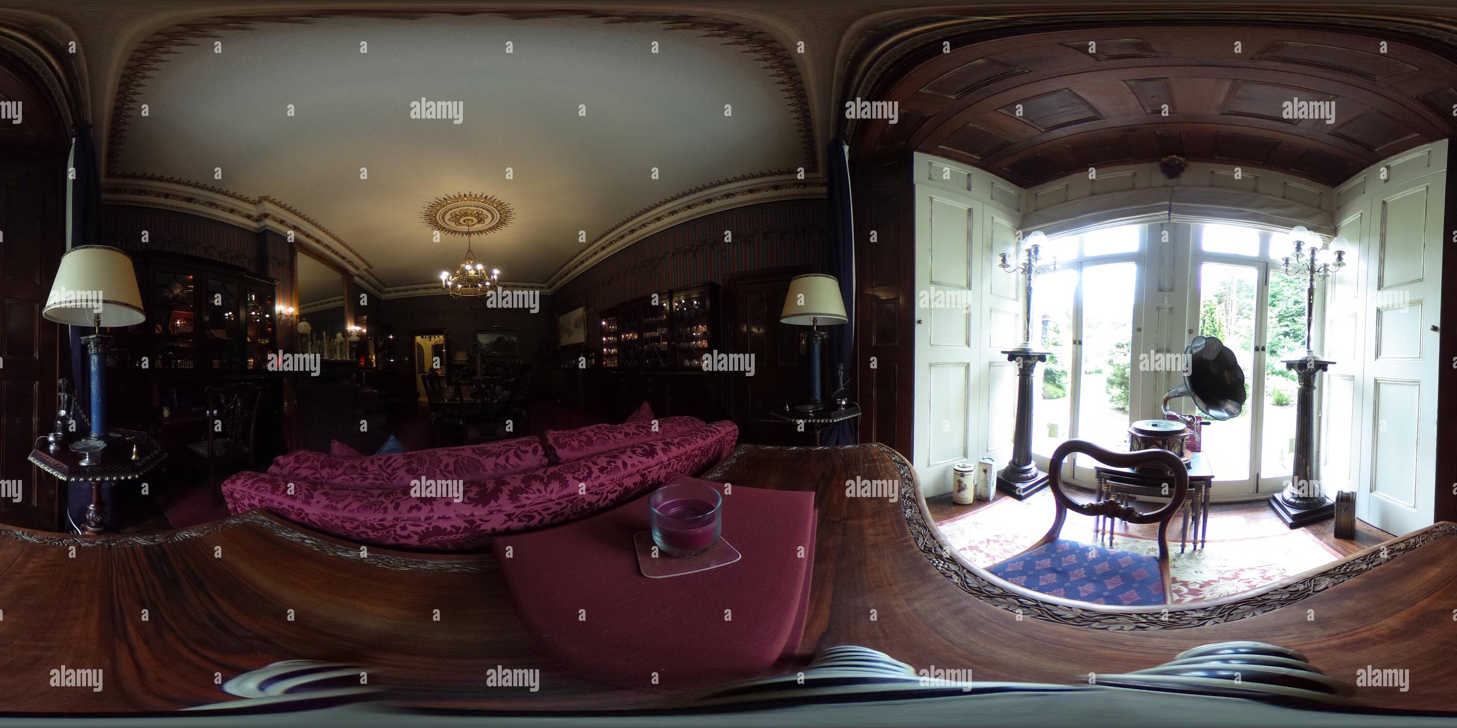 360° view of Interior panoramic photo at Abbey Cwm Hir Hall - Alamy