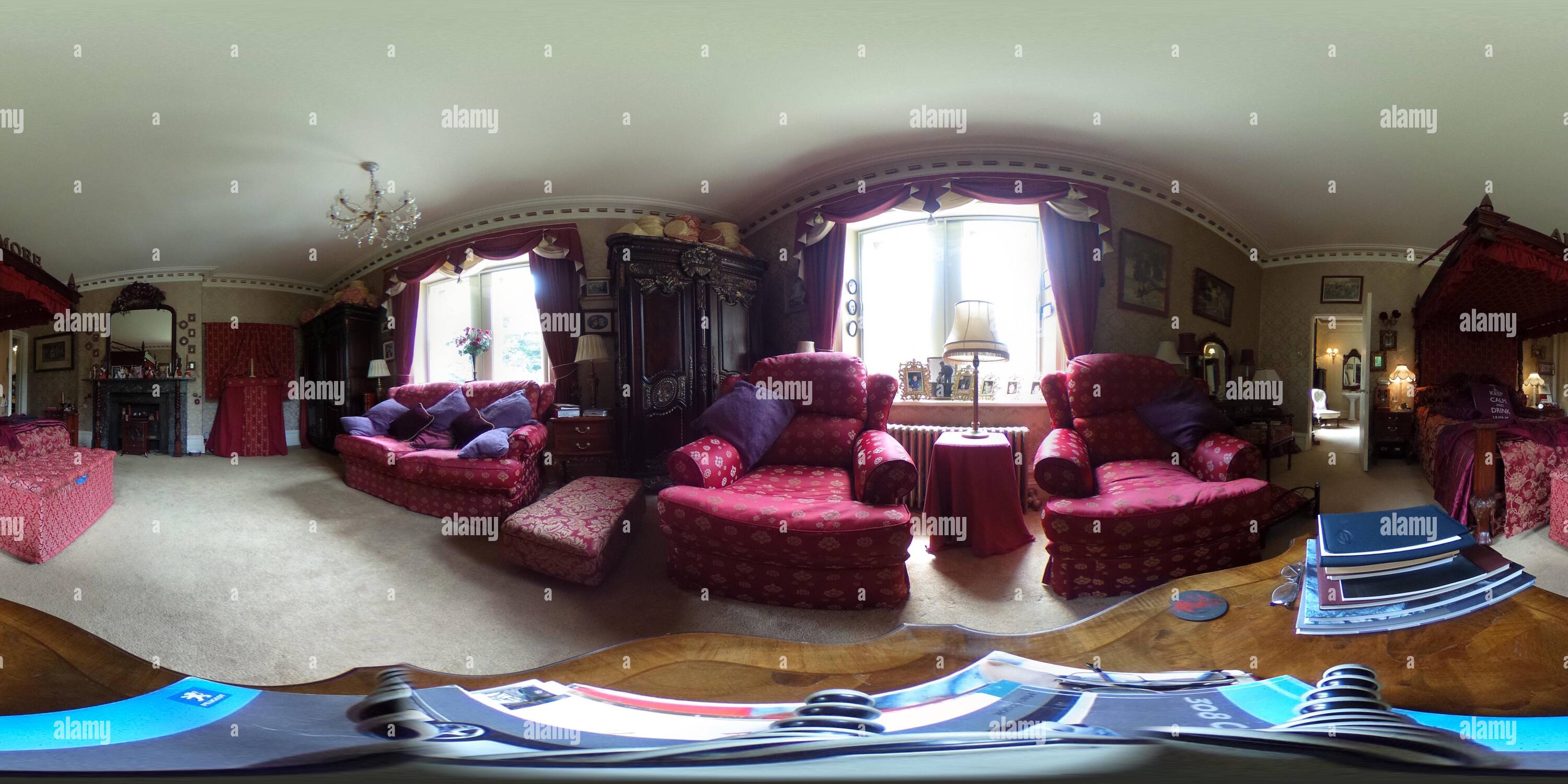 360° view of Interior panoramic photo at Abbey Cwm Hir Hall - Alamy