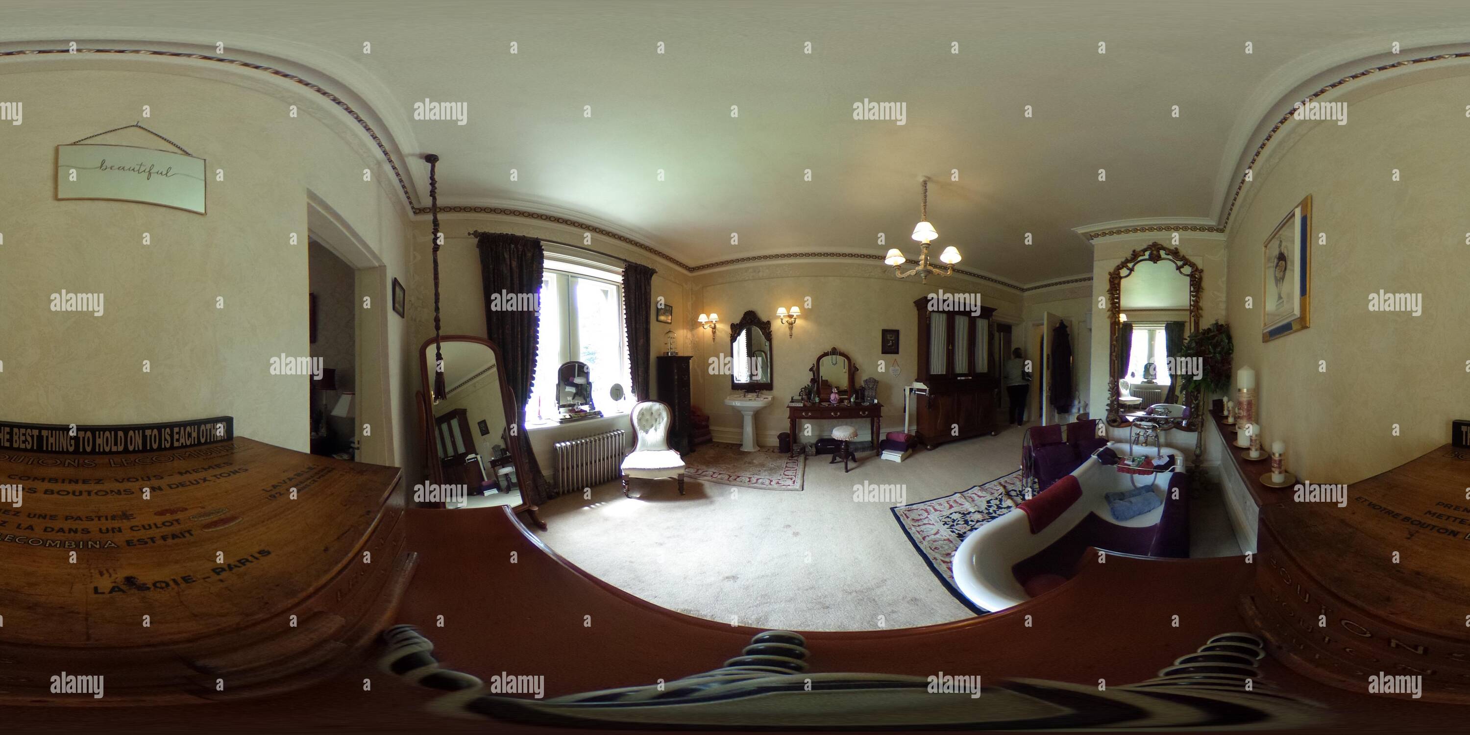 360° view of Interior panoramic photo at Abbey Cwm Hir Hall - Alamy