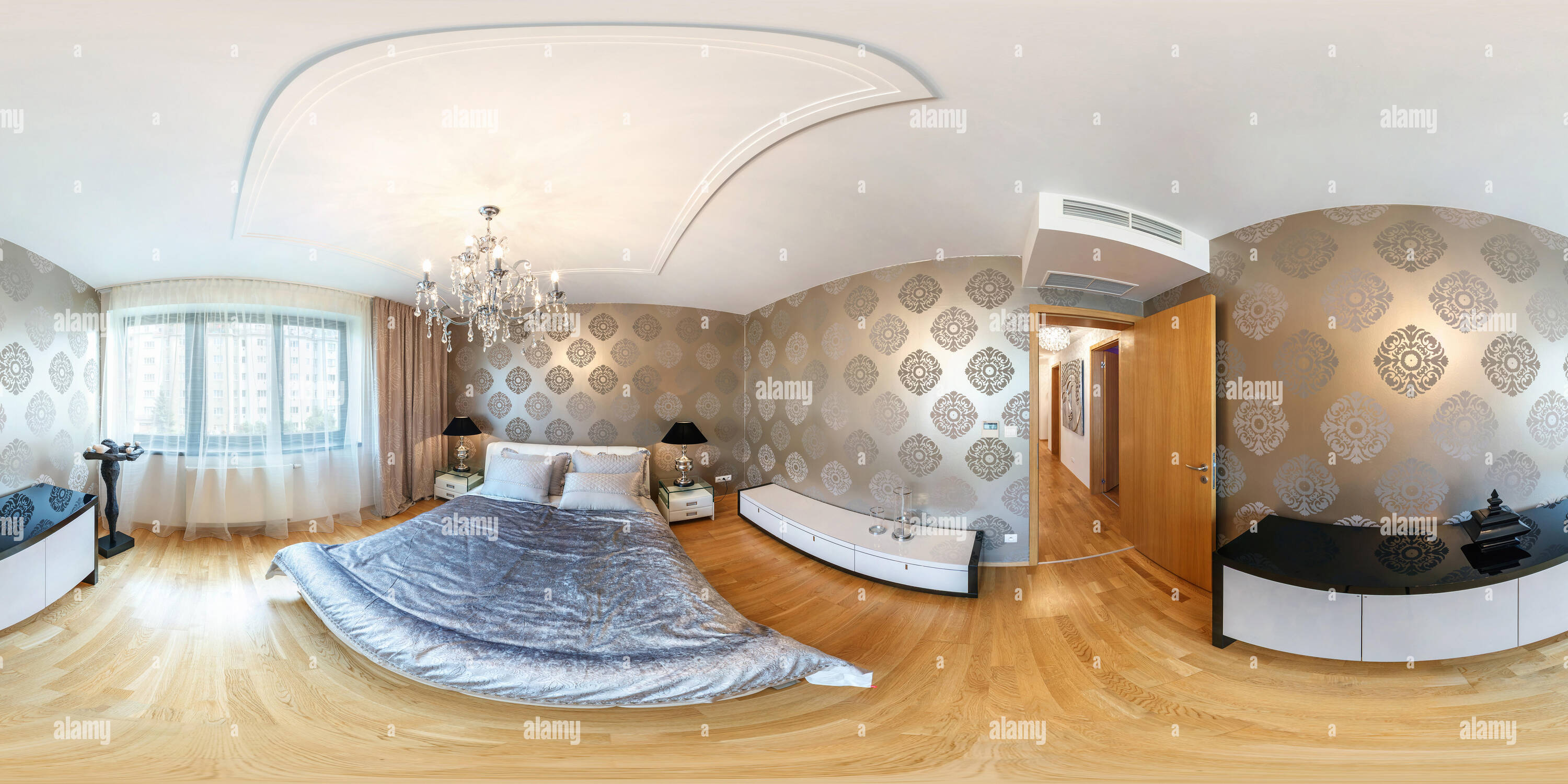 360° view of PRAHA , CZECH REPUBLIC - JULY 26, 2013: Modern loft ...