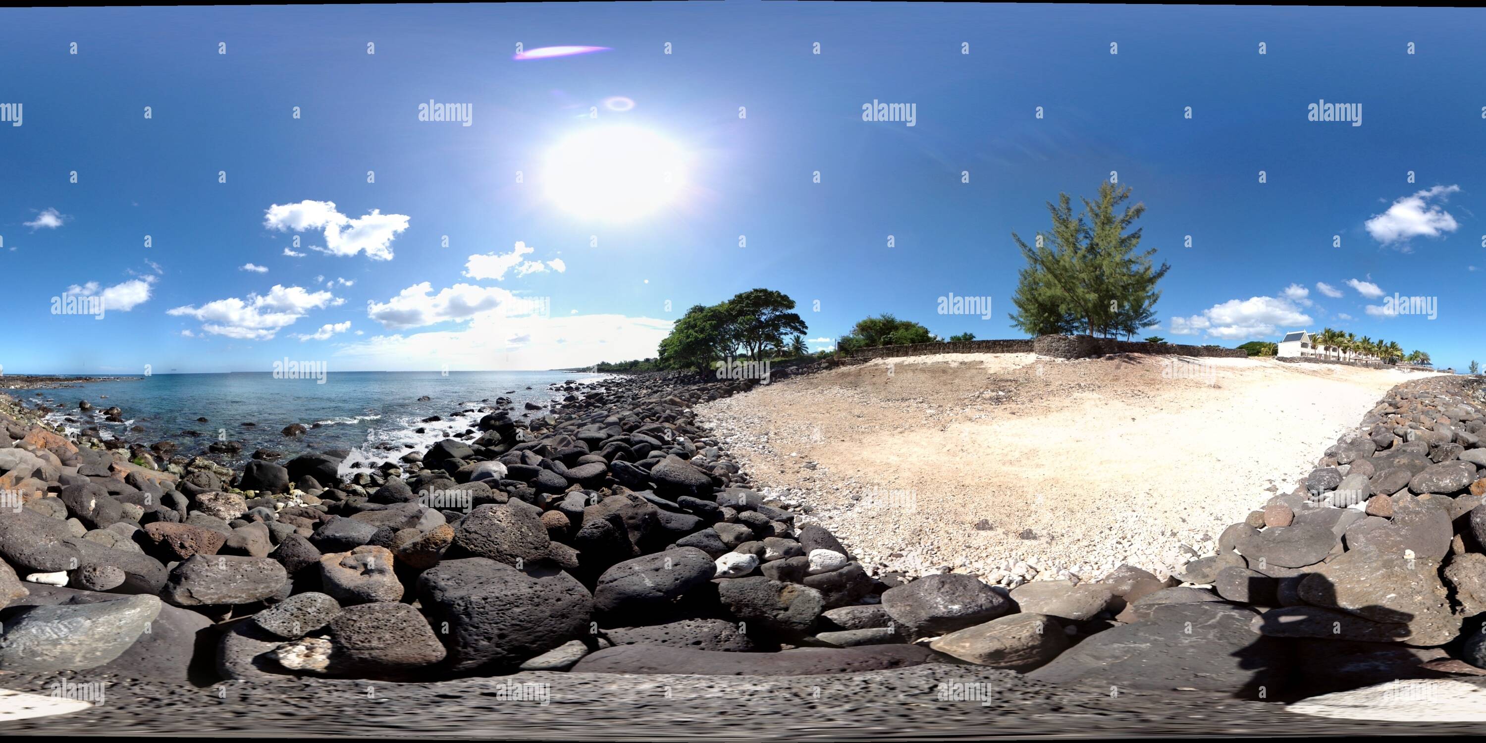 360° view of Flic en Flac Beach, Mauritius - Alamy
