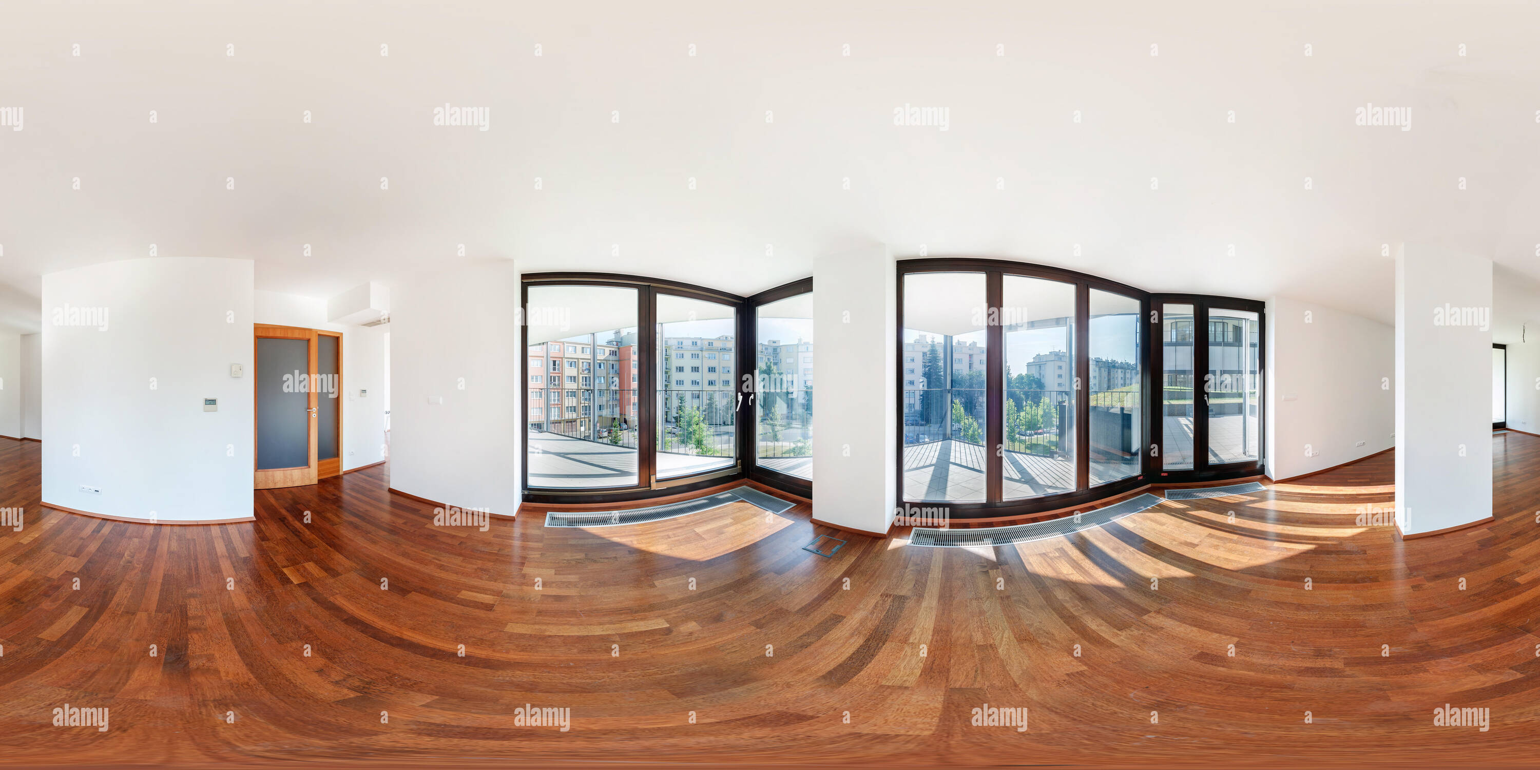 360° view of Panorama of modern white empty loft apartment interior ...