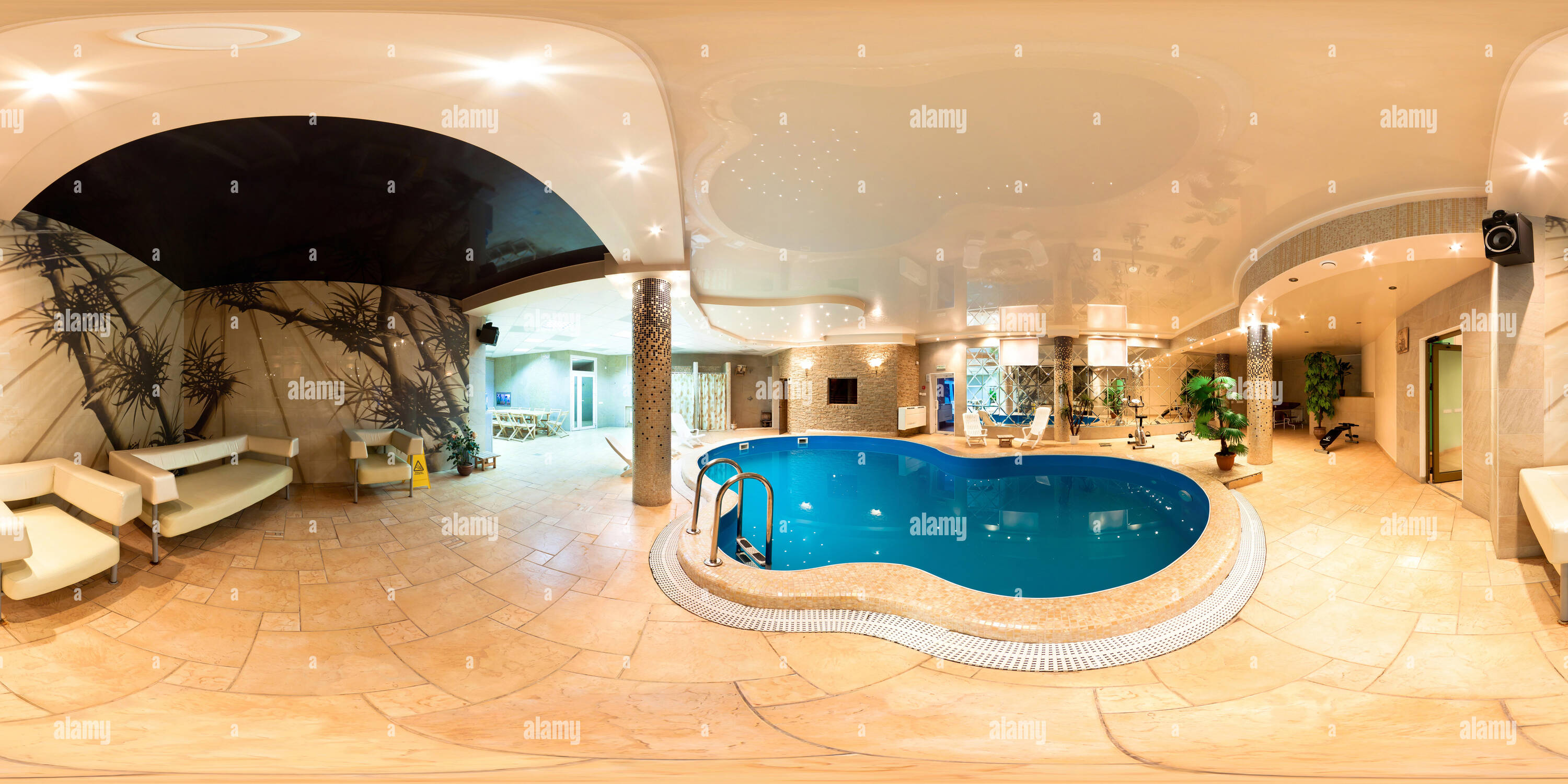 360° view of GRODNO, BELARUS - OCTOBER 11, 2010: panorama of swimming ...